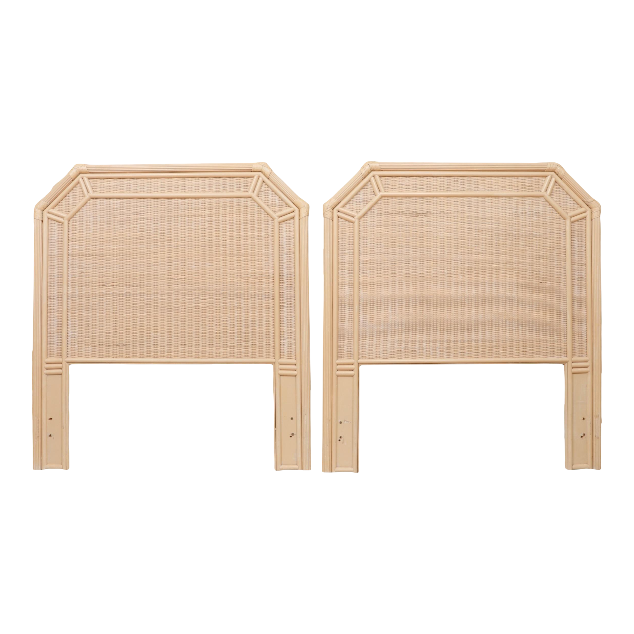 Twin Tan Wicker Headboards - a Pair | Chairish