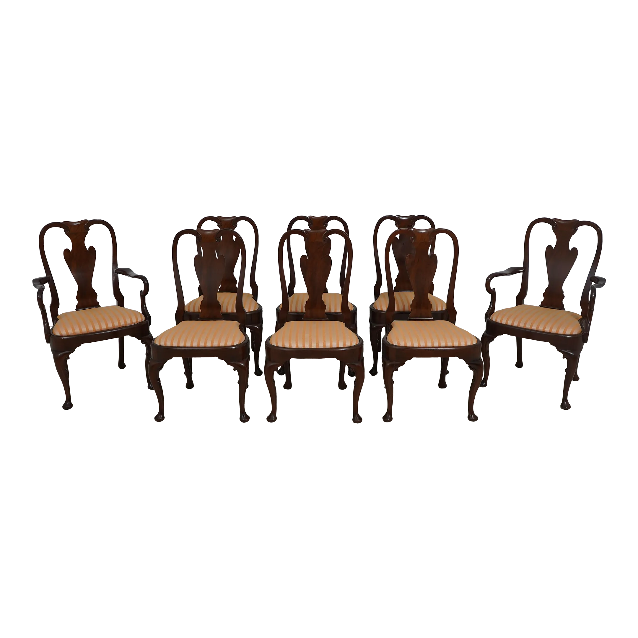 Set of 8 George III Walnut Dining Room Chairs | Chairish