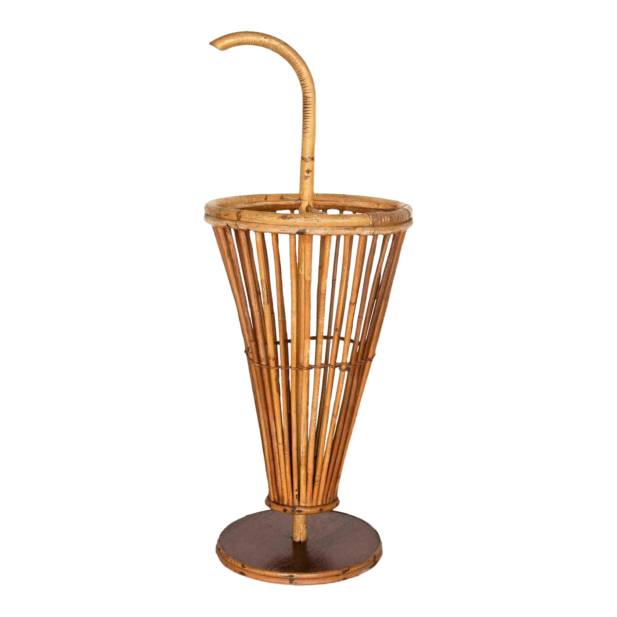 1950's French Rattan Umbrella Stand | Chairish