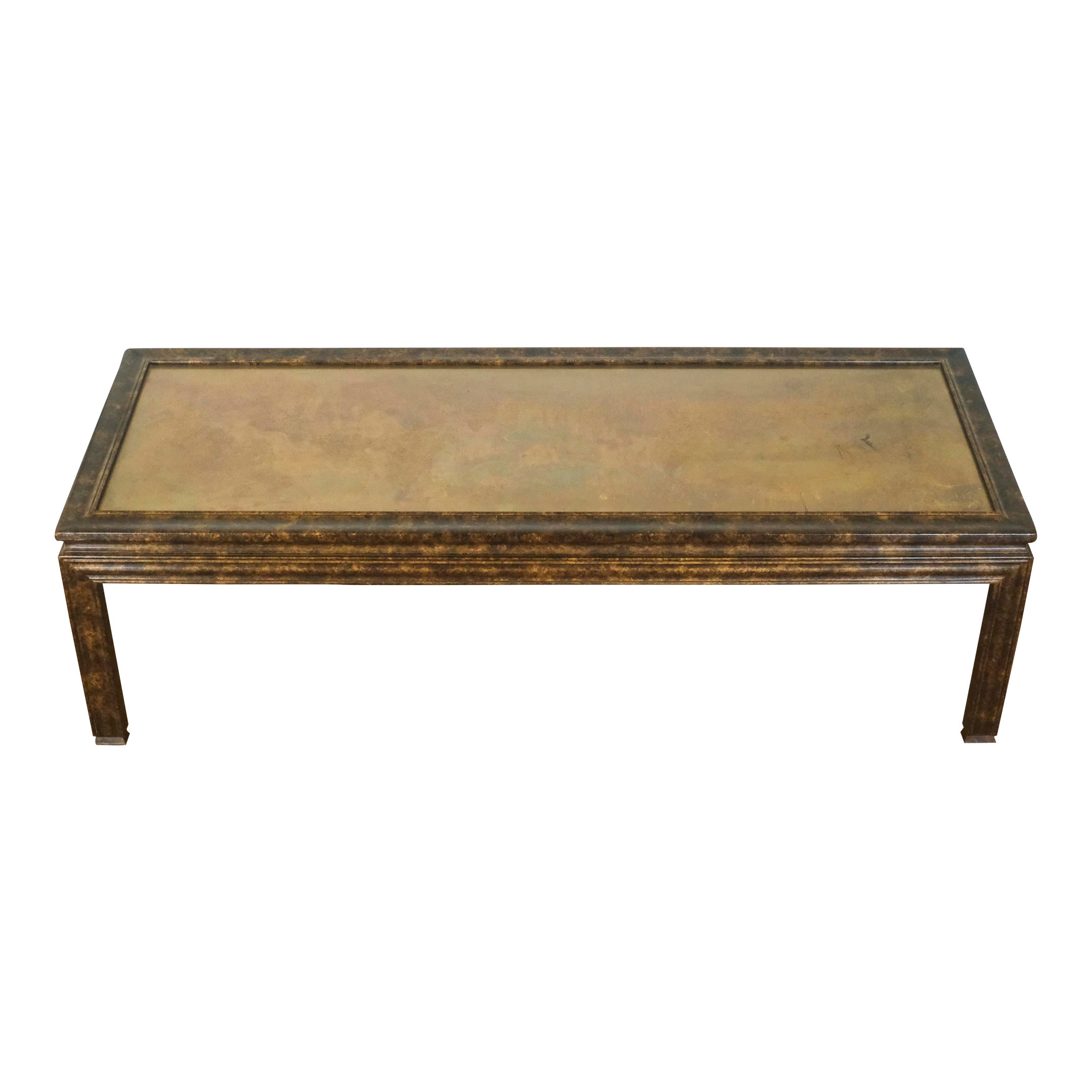 Vintage John Widdicomb Lacquered Wood and Brass Coffee Table | Chairish