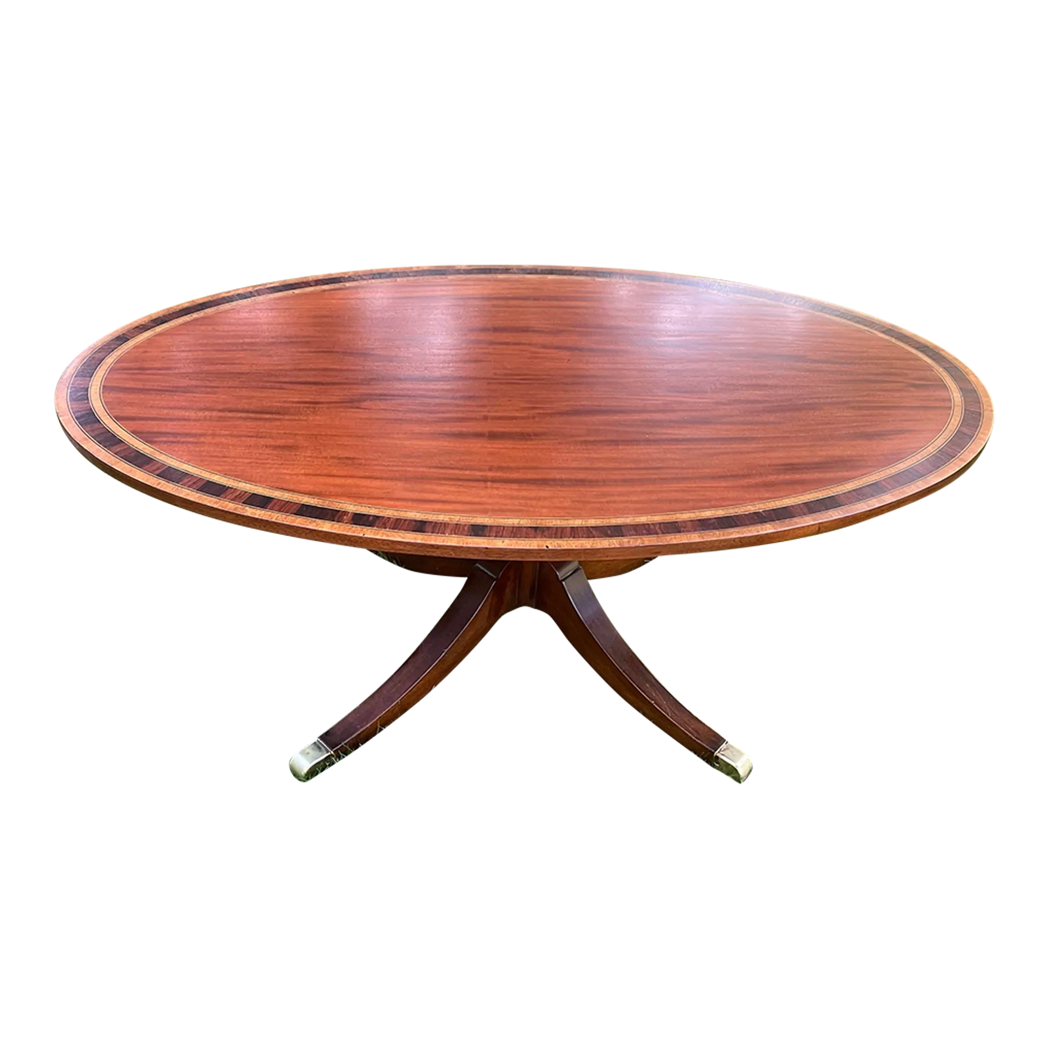 Cherry Inlaid Mahogany Coffee Table Oval Vintage | Chairish
