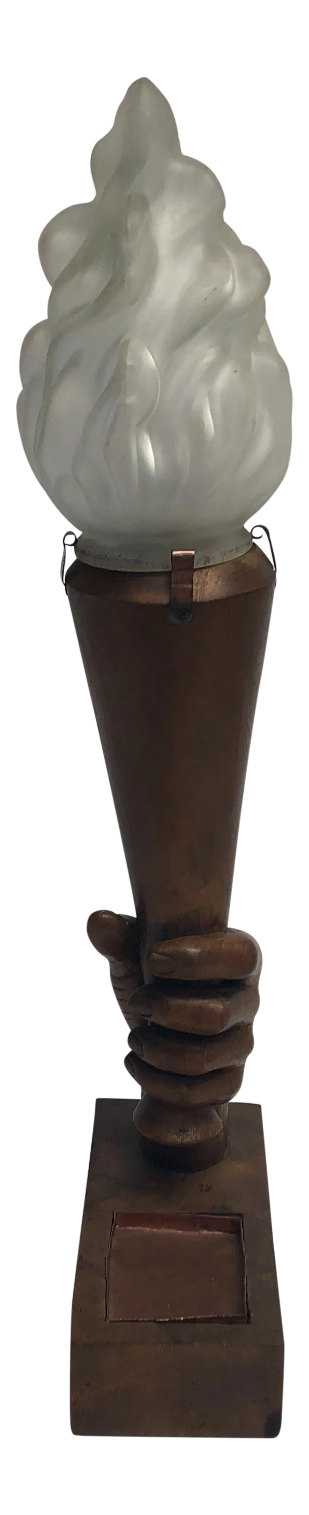 1920s Art Deco Carved Hand Wooden Torch Lamp | Chairish