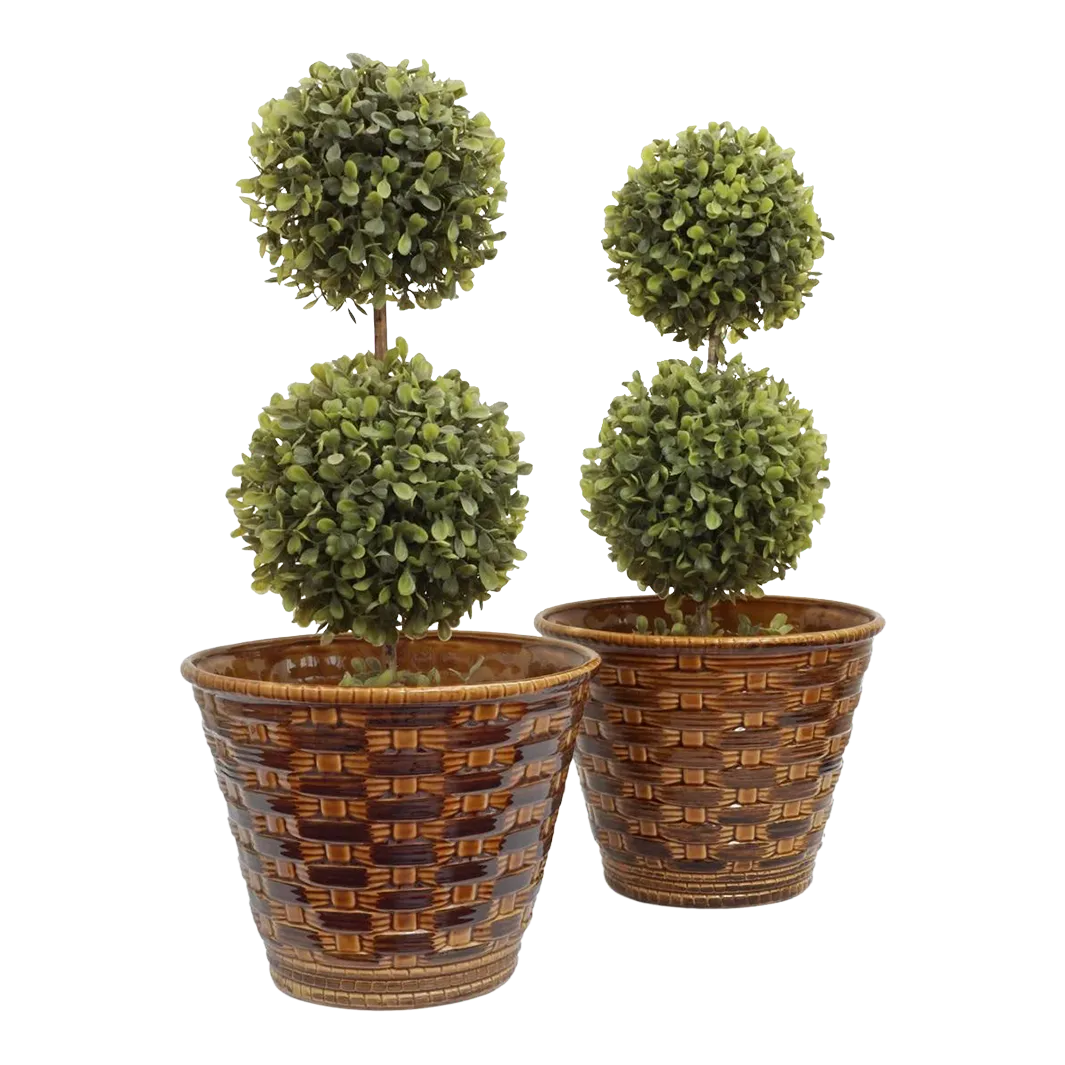 Vintage French Majolica Large Cachepot Sarreguemines Topiary Display ...