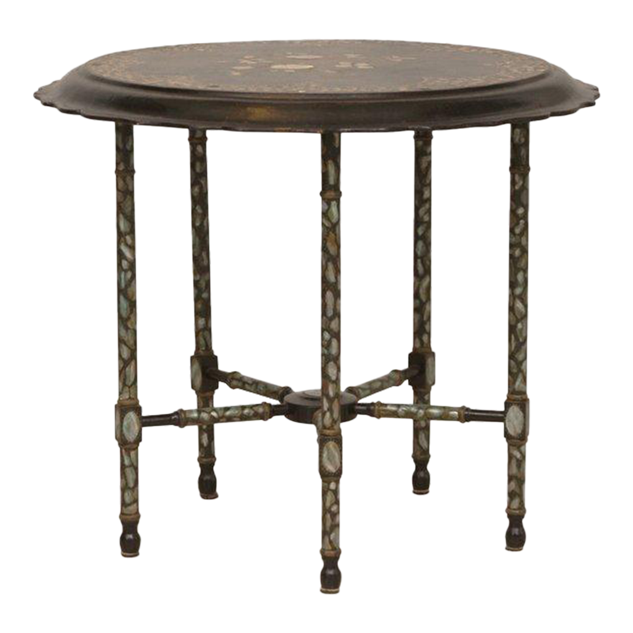Antique Anglo Indian Carved Wood Table Inlaid With Mother of Pearl ...