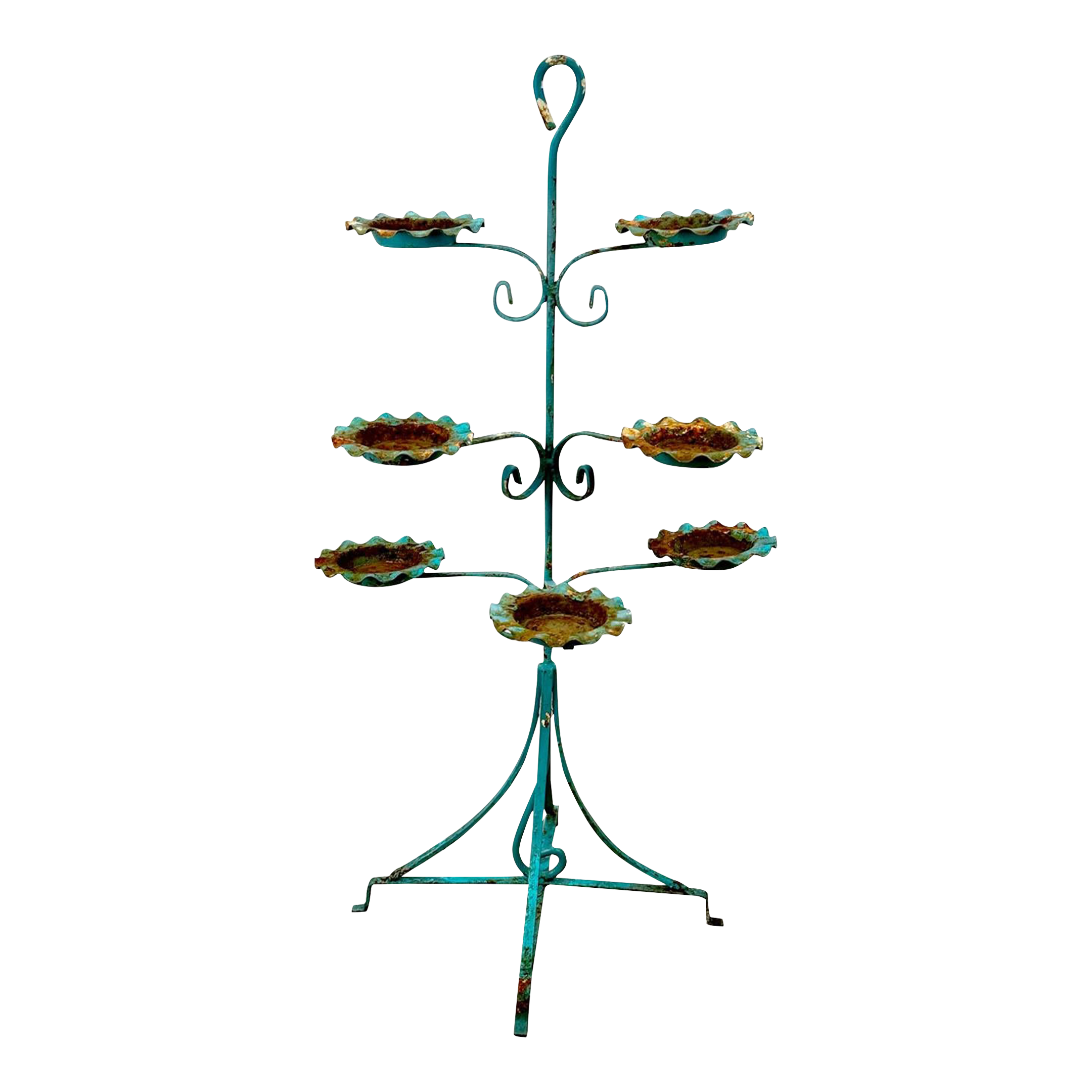 Antique Victorian Wrought Iron Verdigris 7-Tier Outdoor Garden Plant ...