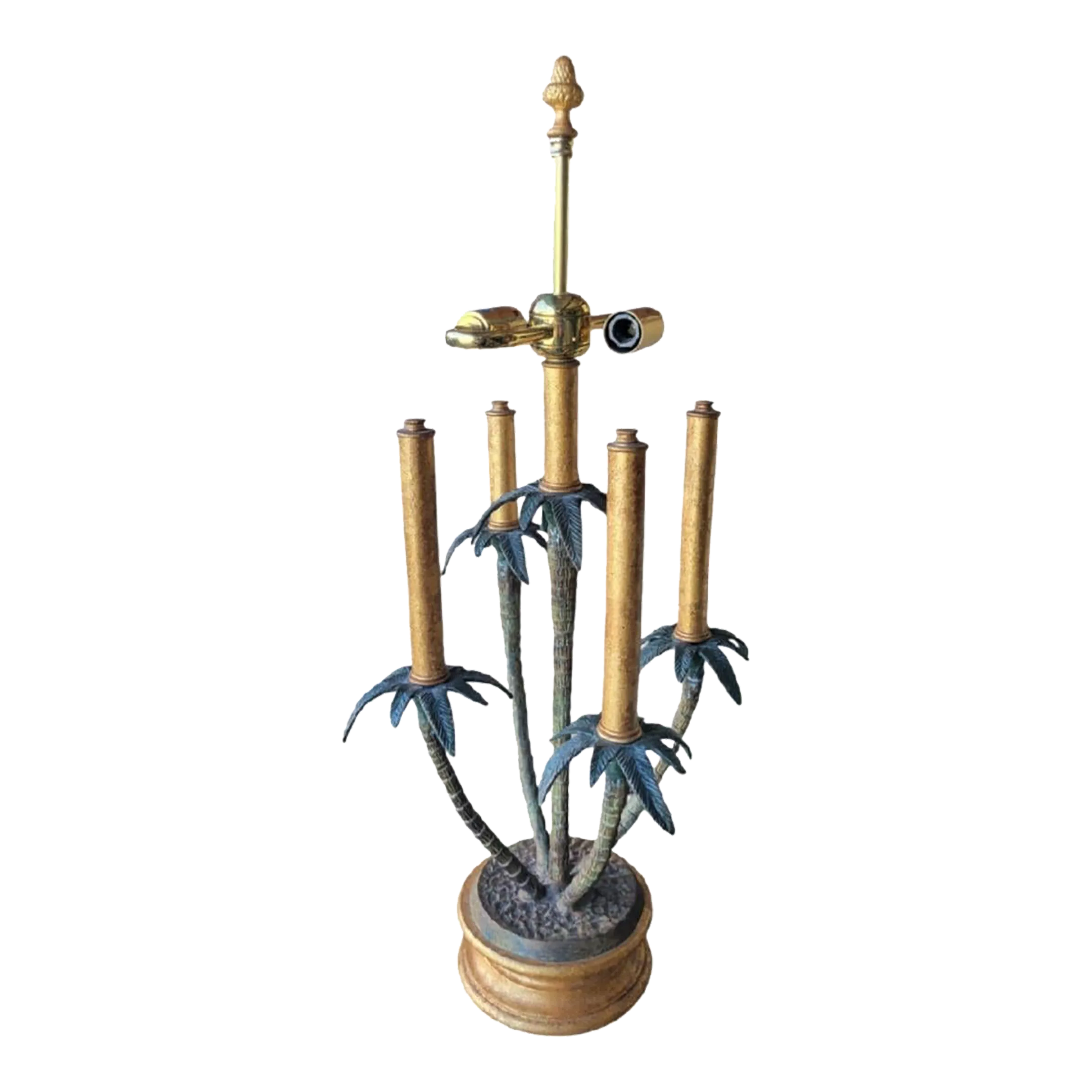 Vintage Tyndale 2 Light Cast Iron Palm Tree Table Lamp | Chairish