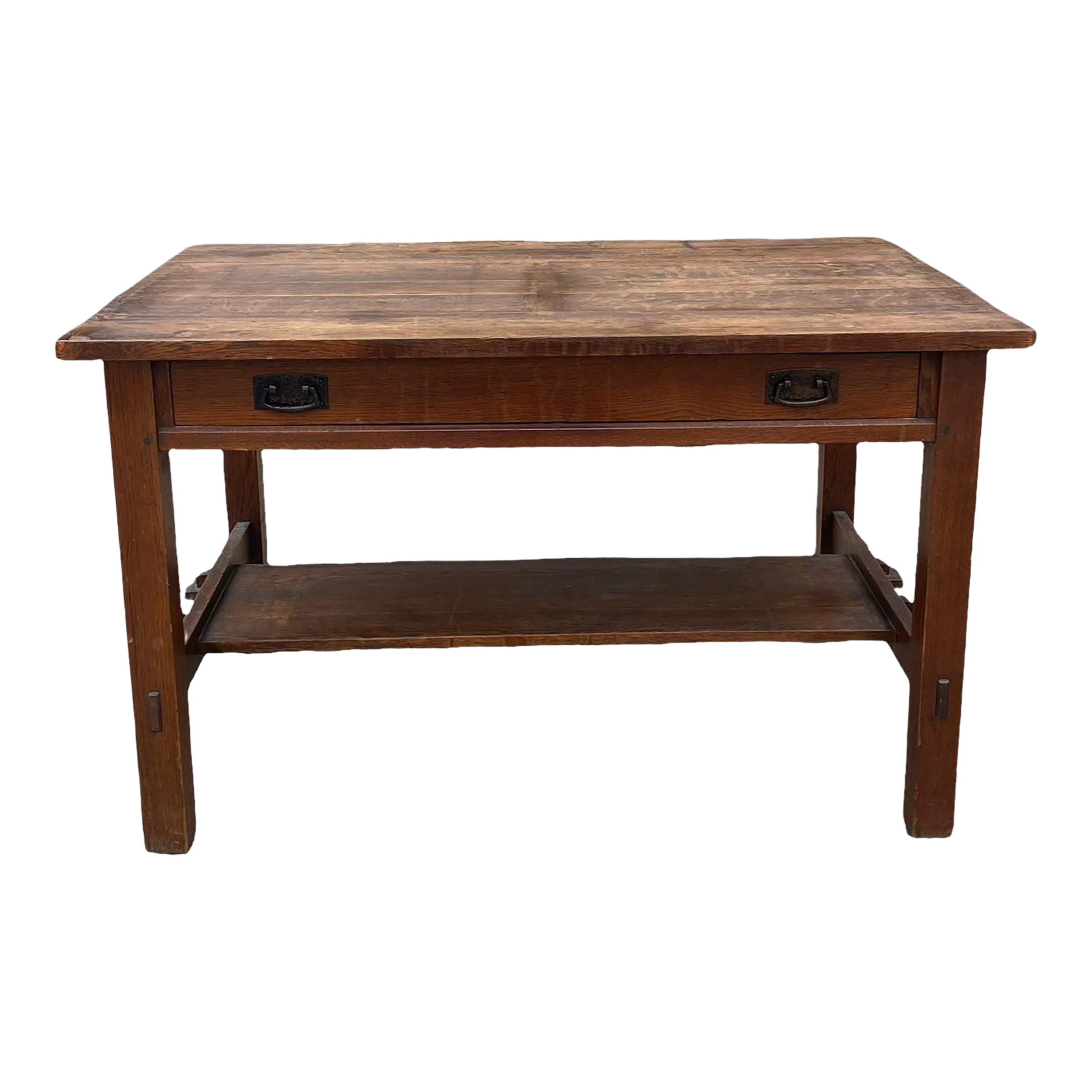 Stickley Tiger Oak Mission Library Table / Desk, Circa 1900 | Chairish