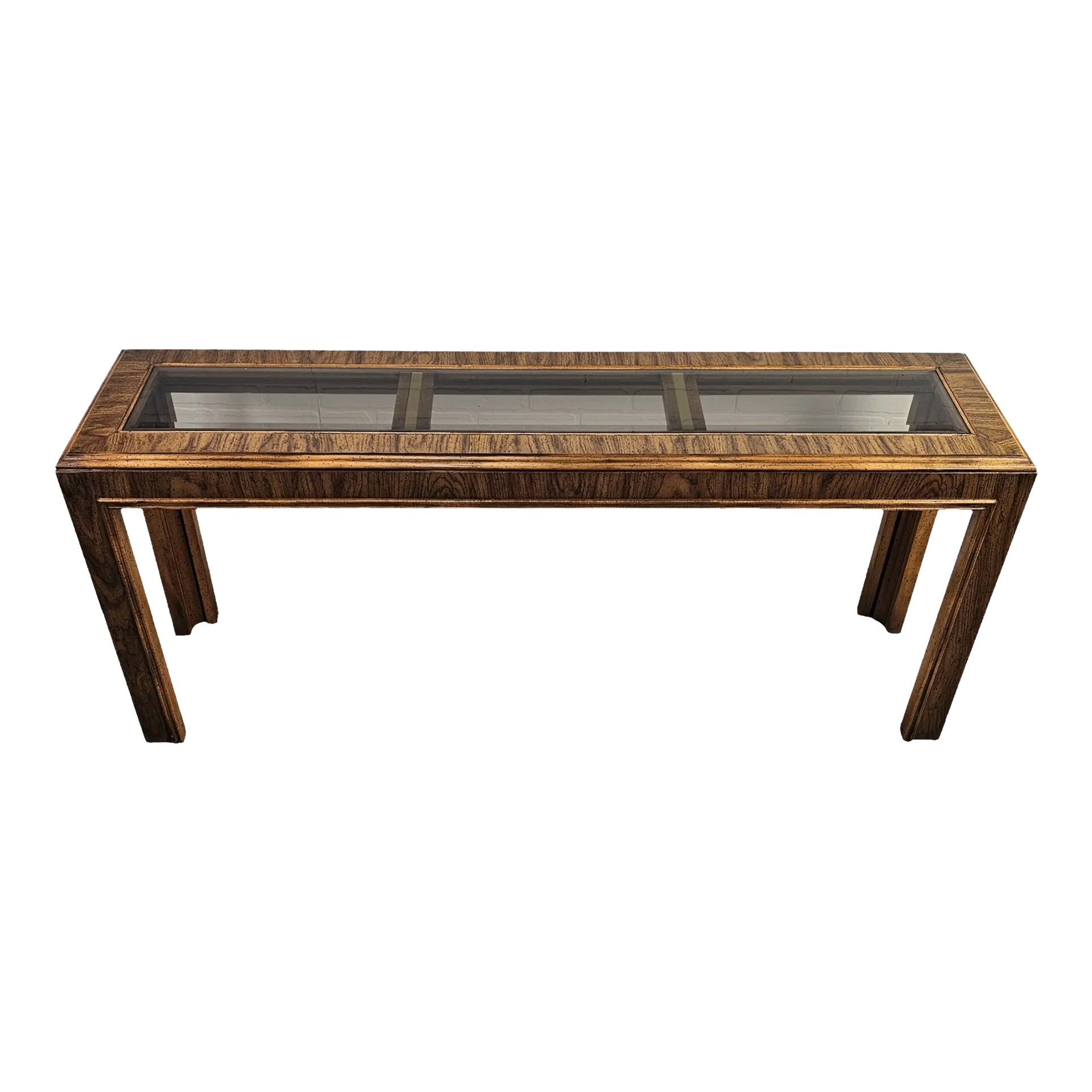 Modern Sofa Table Glass Center Wood Console Table | Chairish