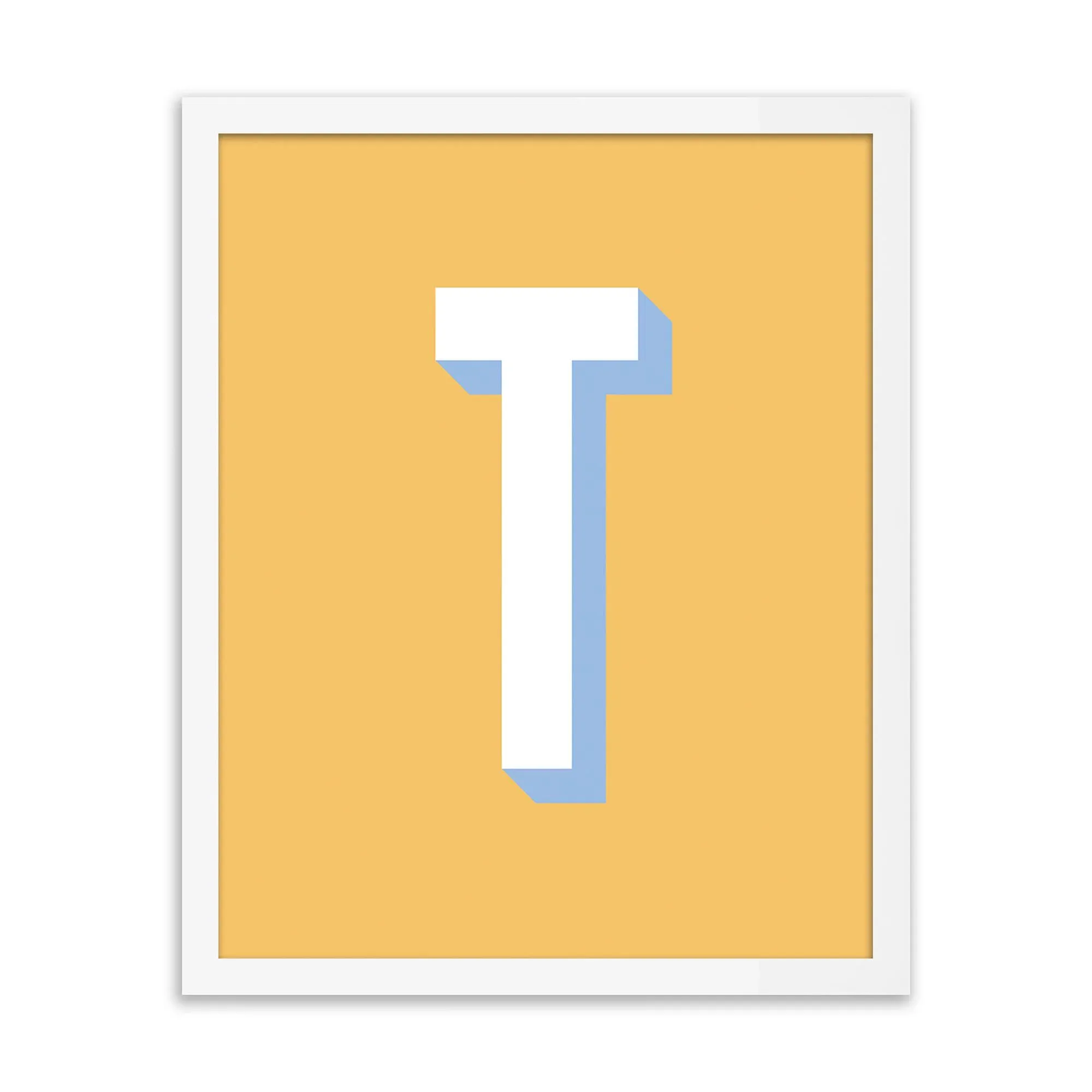 Alphabet Series in Yellow, Letter T by Pencil & Paper in White Frame ...