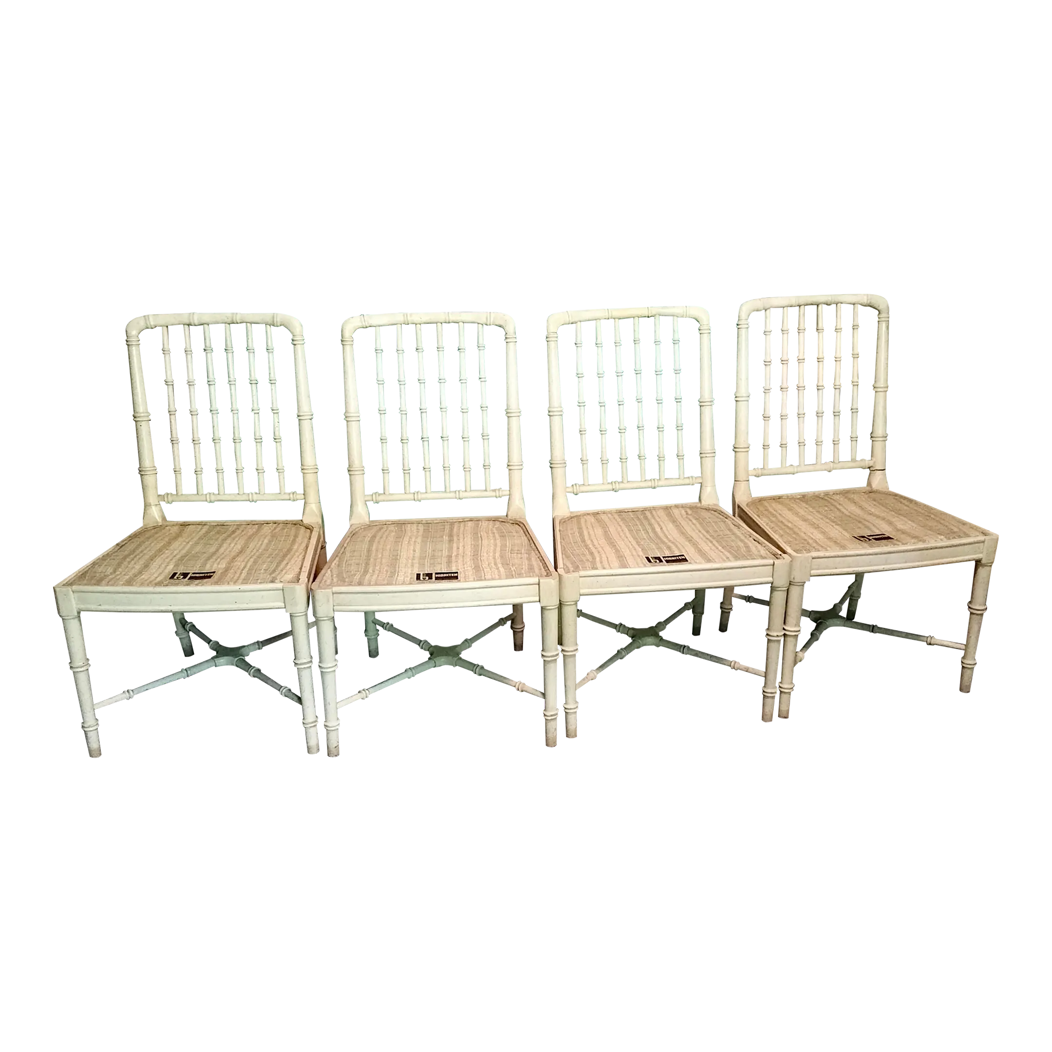 1970s Vintage Hibriten Bernhardt Bamboo Set Four Bamboo Chairs Quality ...