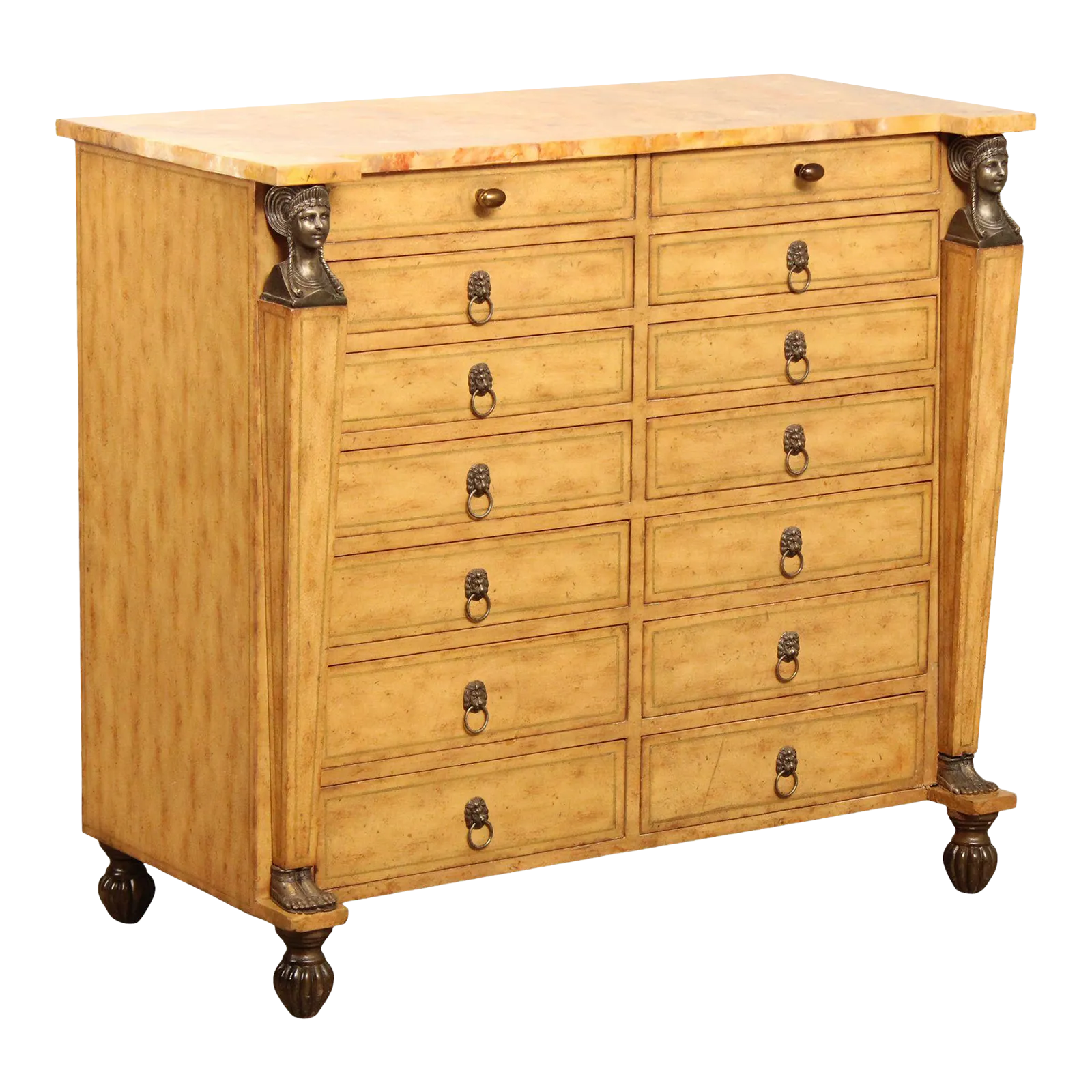 Egyptian Revival Leather Wrapped Chest Of Drawers By Kreiss | Chairish