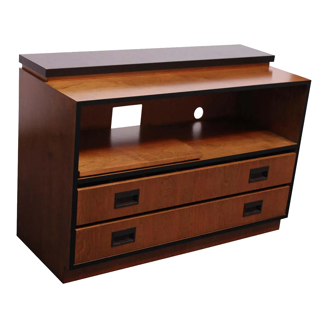 Vintage Maple Media Console With Extendable Surface | Chairish