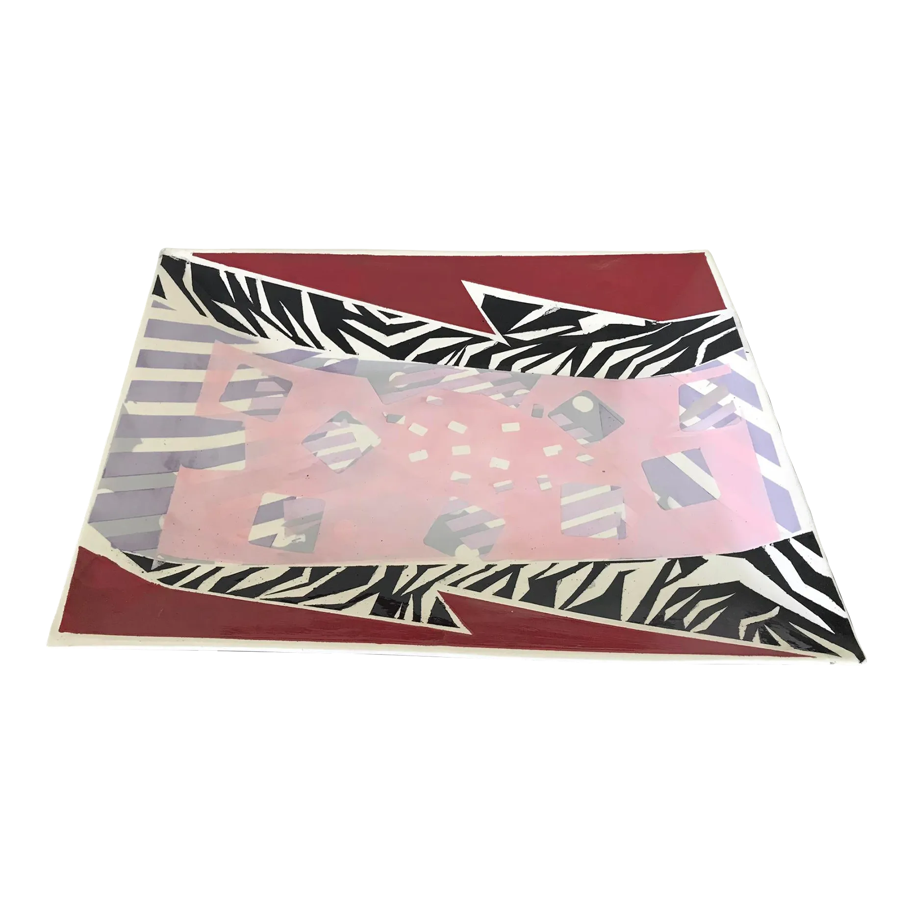 Large Late 20th Century Memphis Style Ceramic Footed Tray by Riki Moss ...