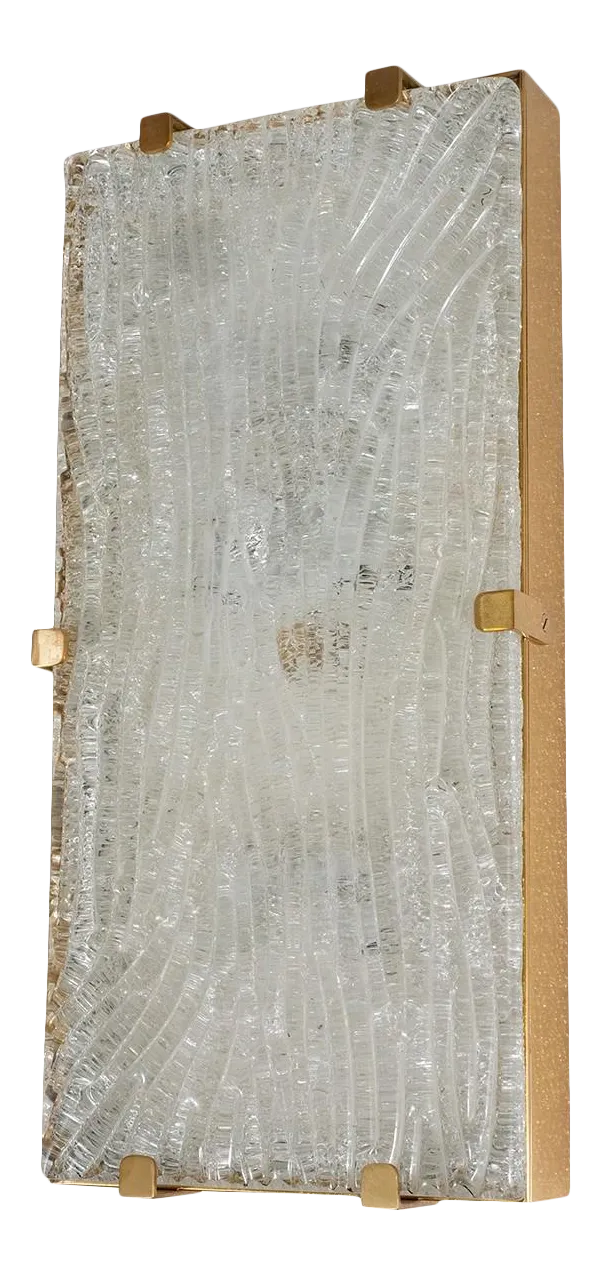 Wavy Textured Glass Sconce With Clip Details | Chairish