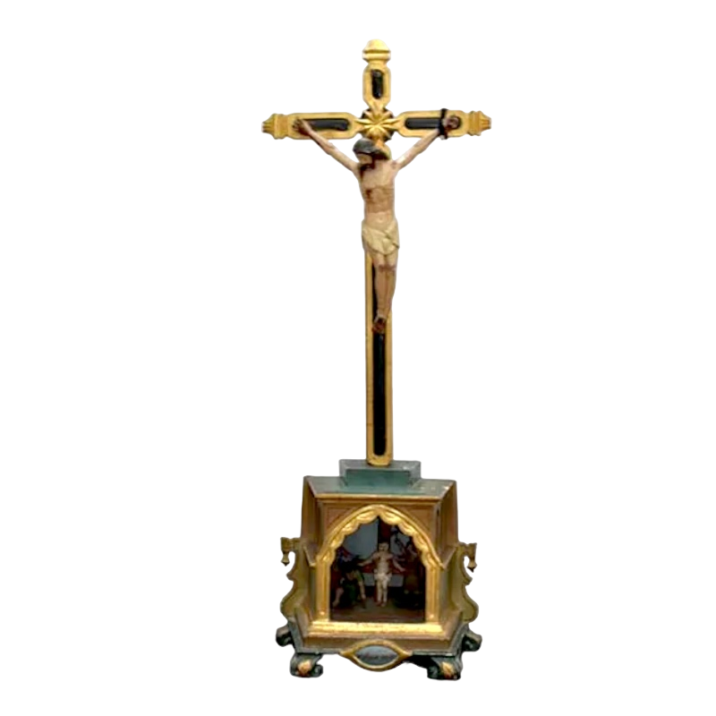 Antique Chapel Table Crucifix Depicting Calvary of Jesus, 19th Century ...