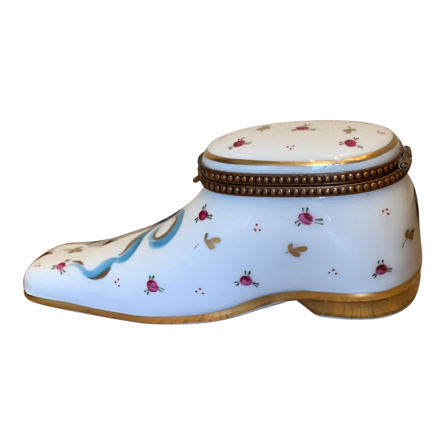 Vintage Limoges French Porcelain Shoe Trinket Box | Chairish