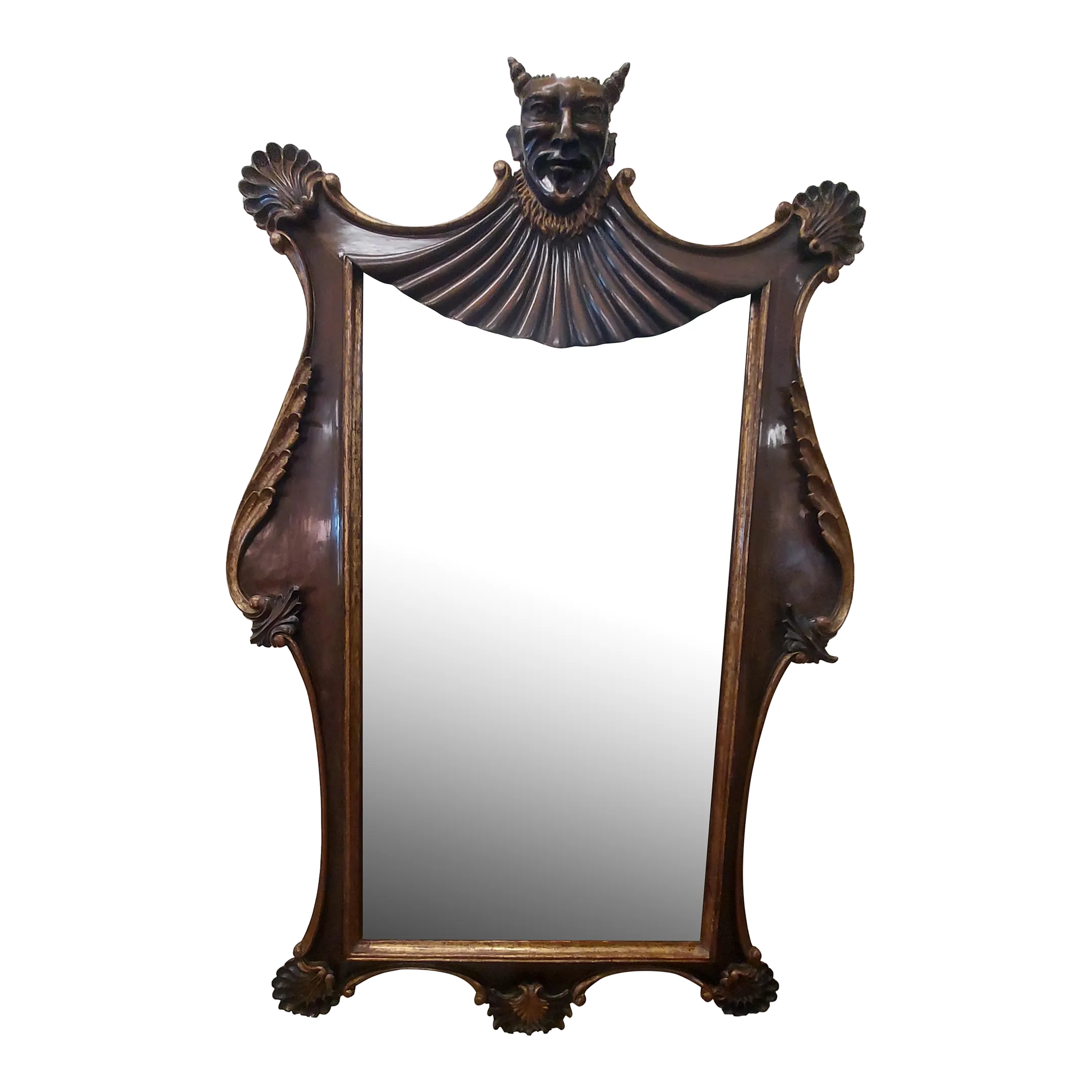 1930's Hand Carved and Gilded Mephistopheles (Devil) Mirror | Chairish