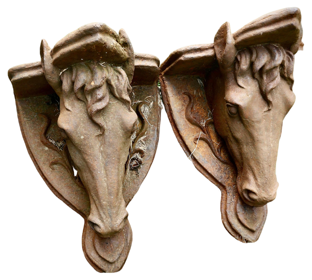 Vintage Horses Head Wall Brackets in Cast Iron, 1920, Set of 2 | Chairish