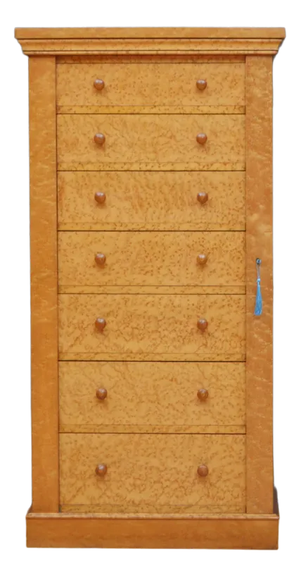 Early Victorian Bird's Eye Maple Wellington Chest, 1850 | Chairish