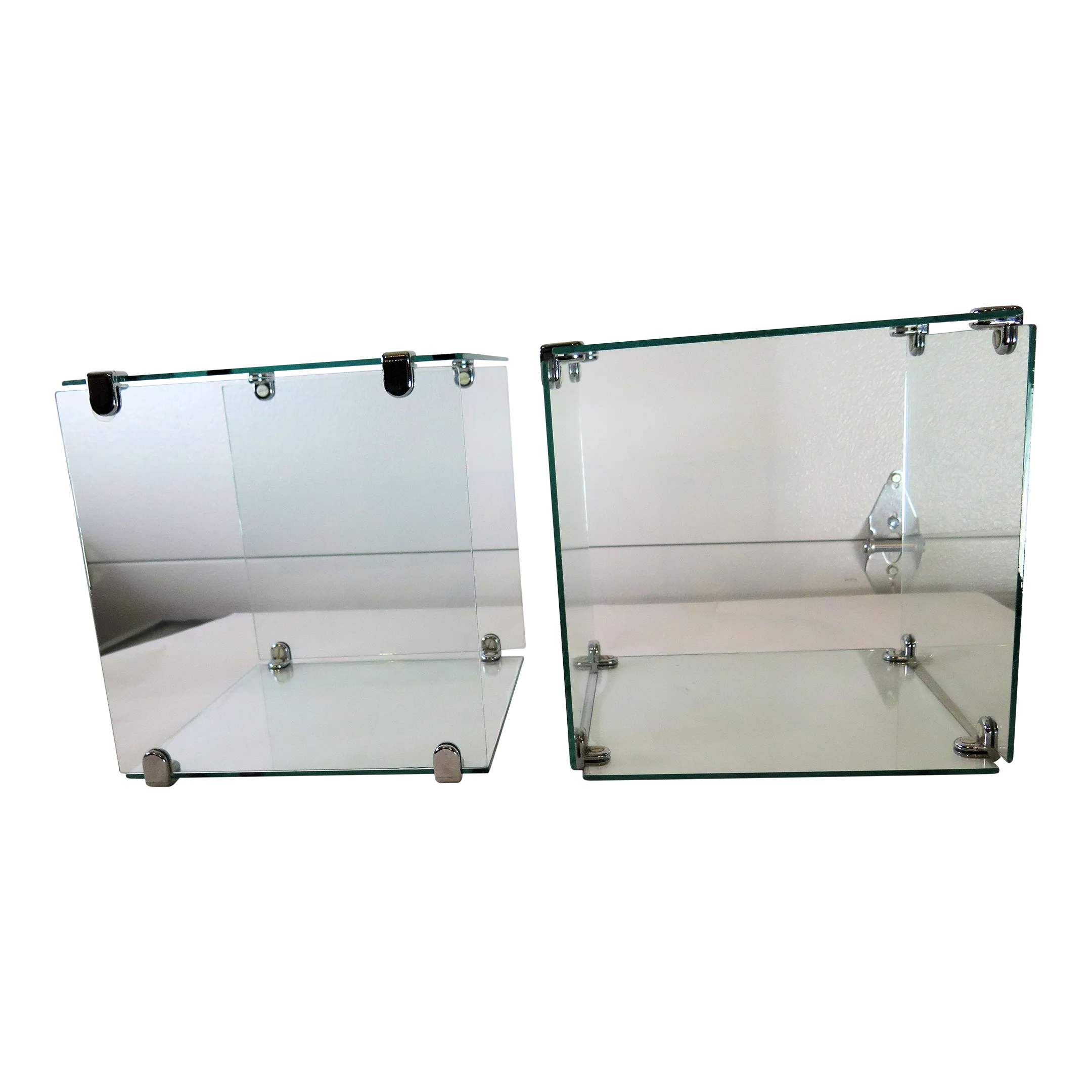 Mid-Century Diminutive Glass Square Side Tables/Display Pedestals-A ...