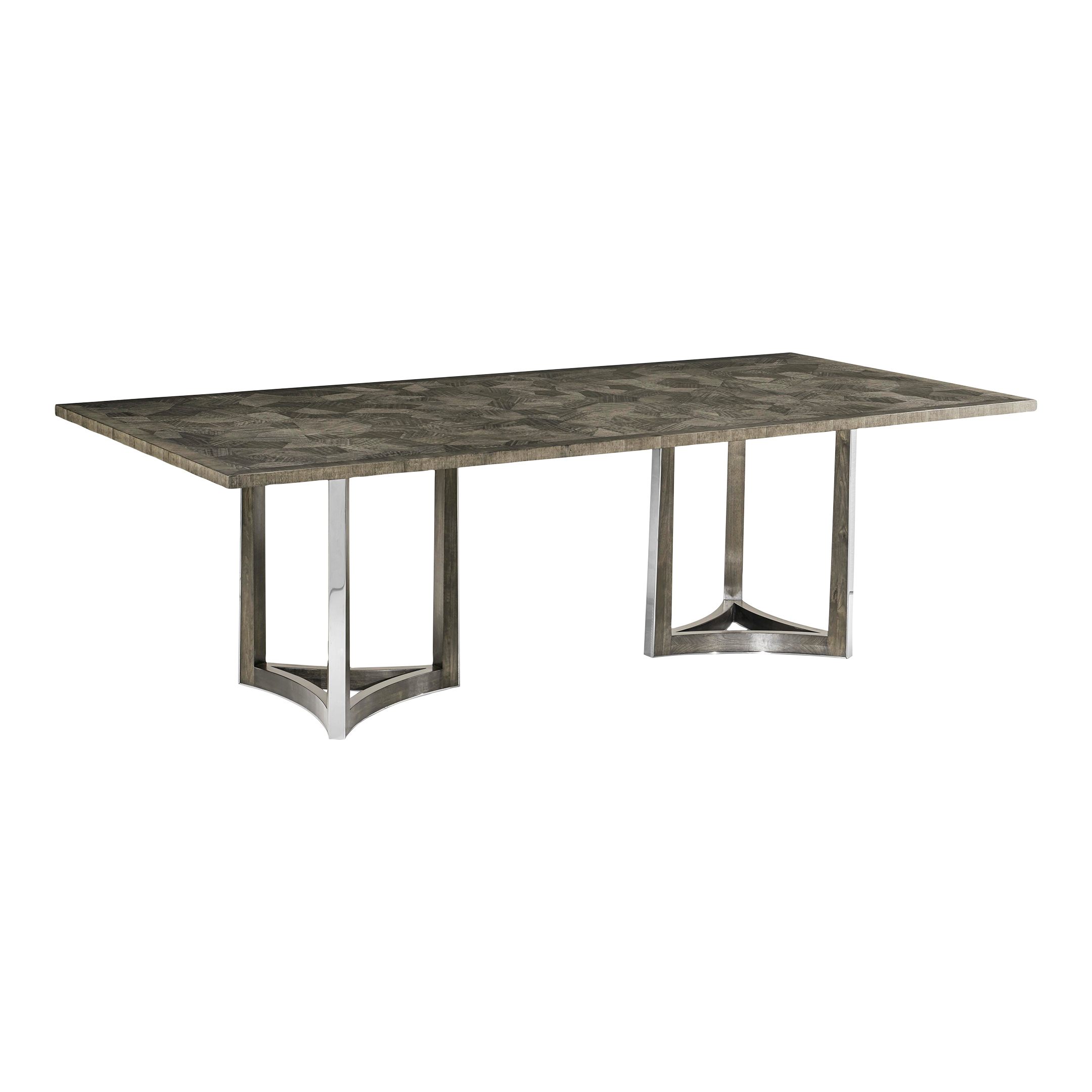 Gatsby Patterned Wood & Stainless Steel Dining Table | Chairish