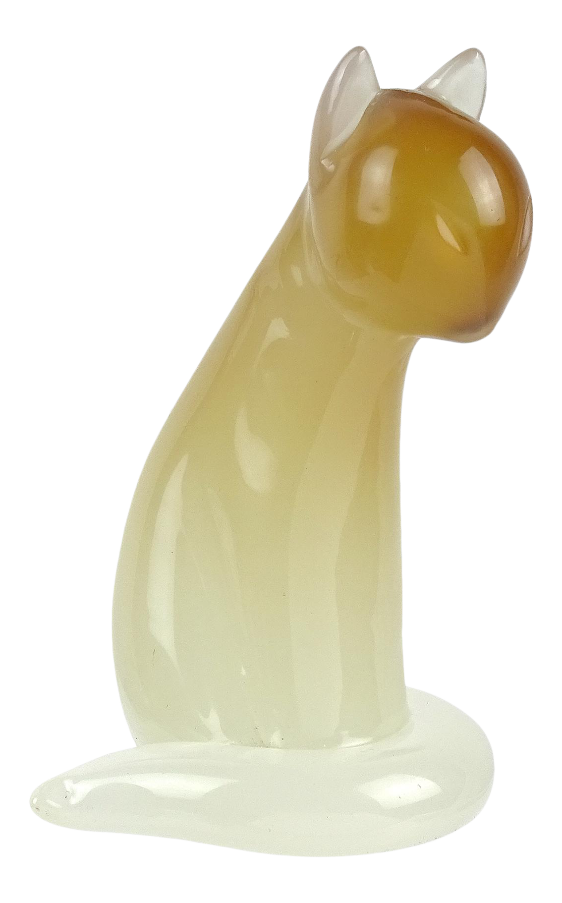 Seguso Murano Vintage Opalescent White Caramel Italian Art Glass Kitty ...