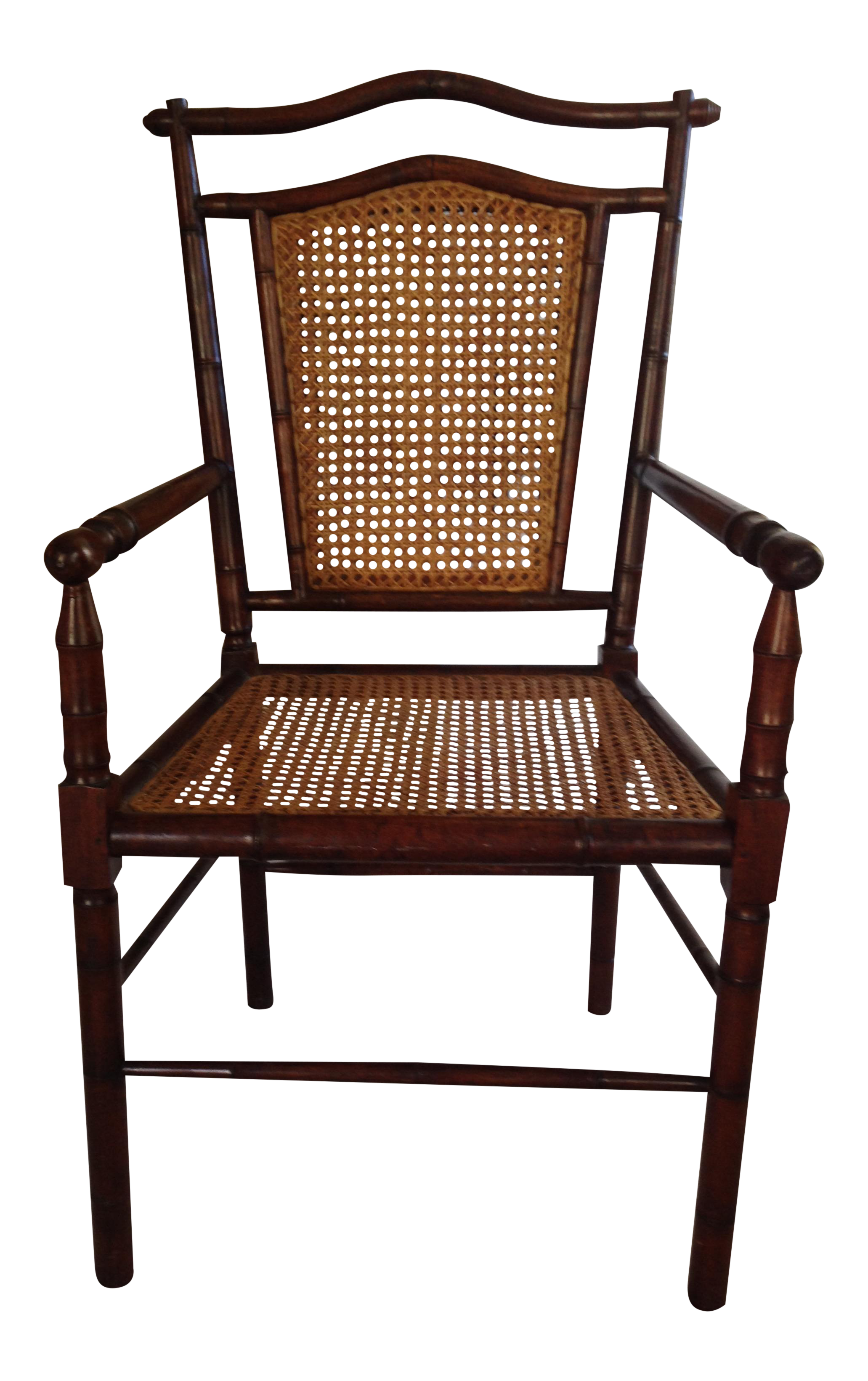 Bamboo & Caning Arm Chair | Chairish