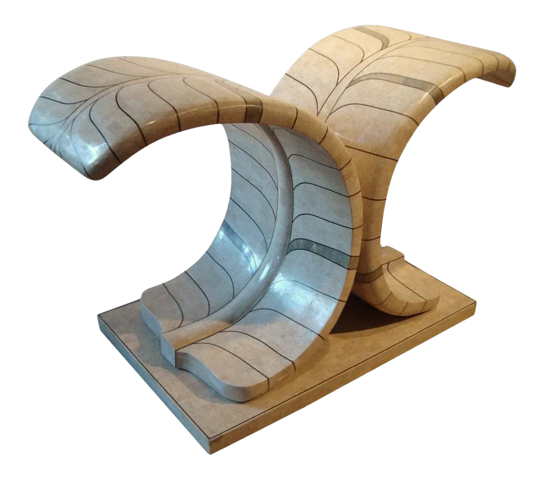 Art Deco Tessellated Stone with Brass Inlay Entry or Console Table ...