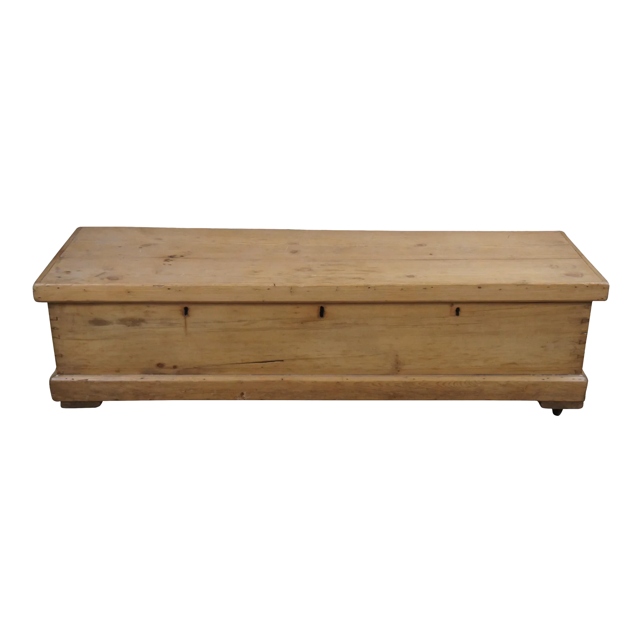 Primitive Antique English 19th C. Pine 3 Lock Storage Trunk Chest ...