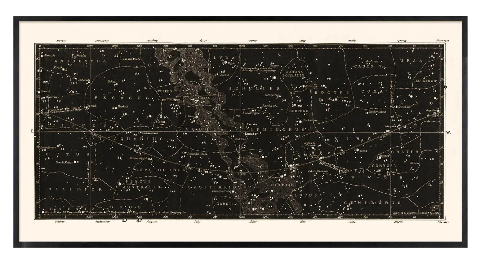 Large Black Star Atlas Map Print | Chairish