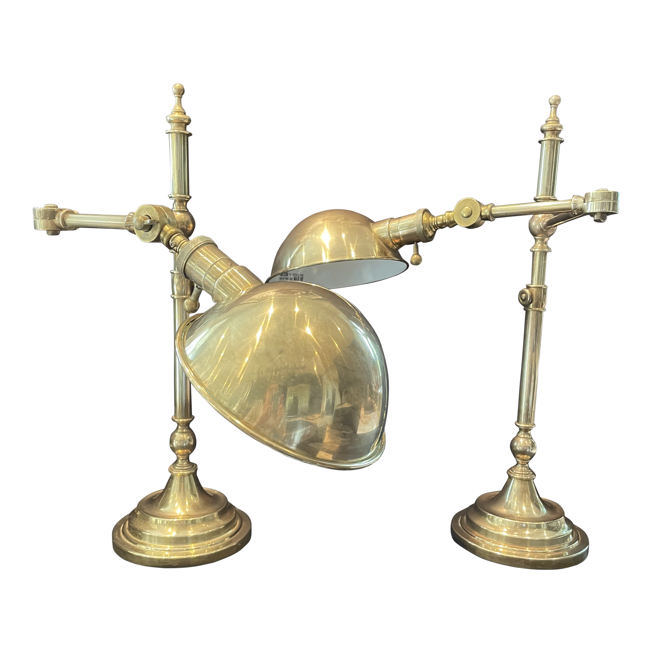 Pair of Adjustable Brass Table Library Lamps | Chairish