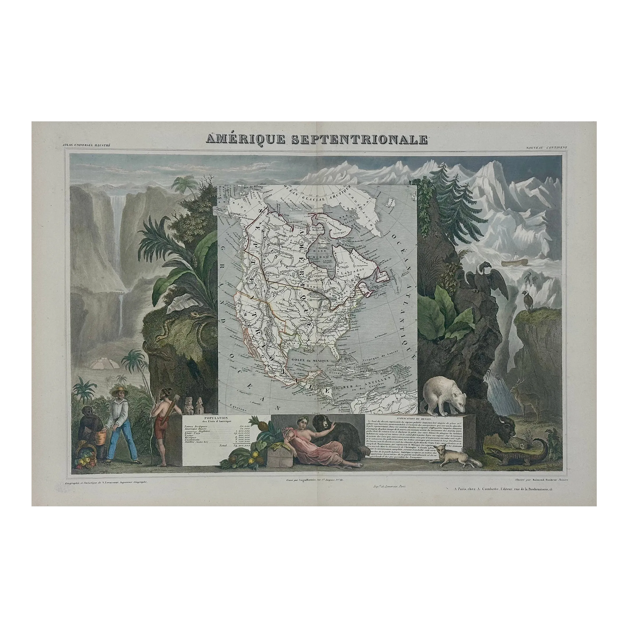 1845 Map of North America by Victor Levasseur | Chairish