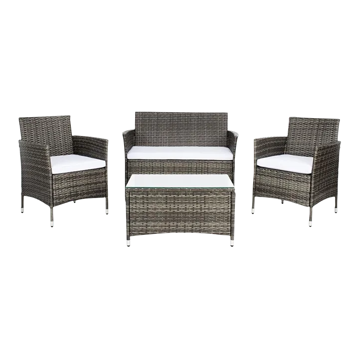 Bandele 4 Piece Living Set - Gray Brown/White | Chairish