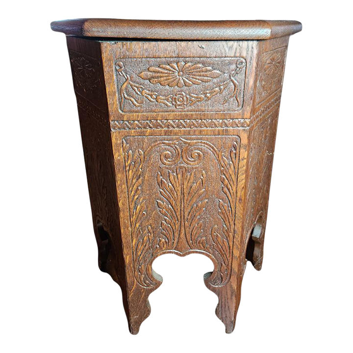 1900s Antique Victorian Oak Taboret/Side Table | Chairish