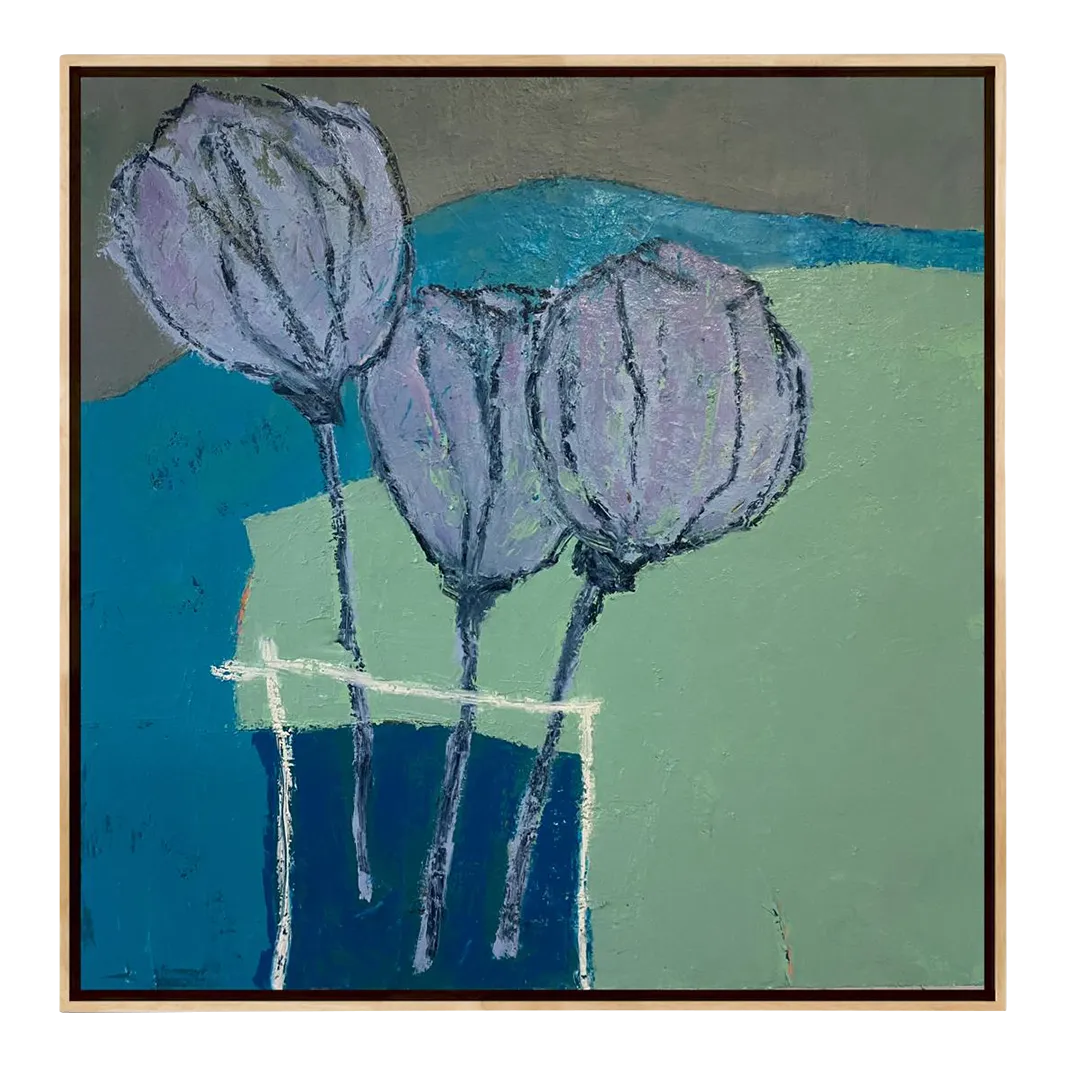 "Trois Violettes" Framed Original Contemporary Oil Painting by Janice ...