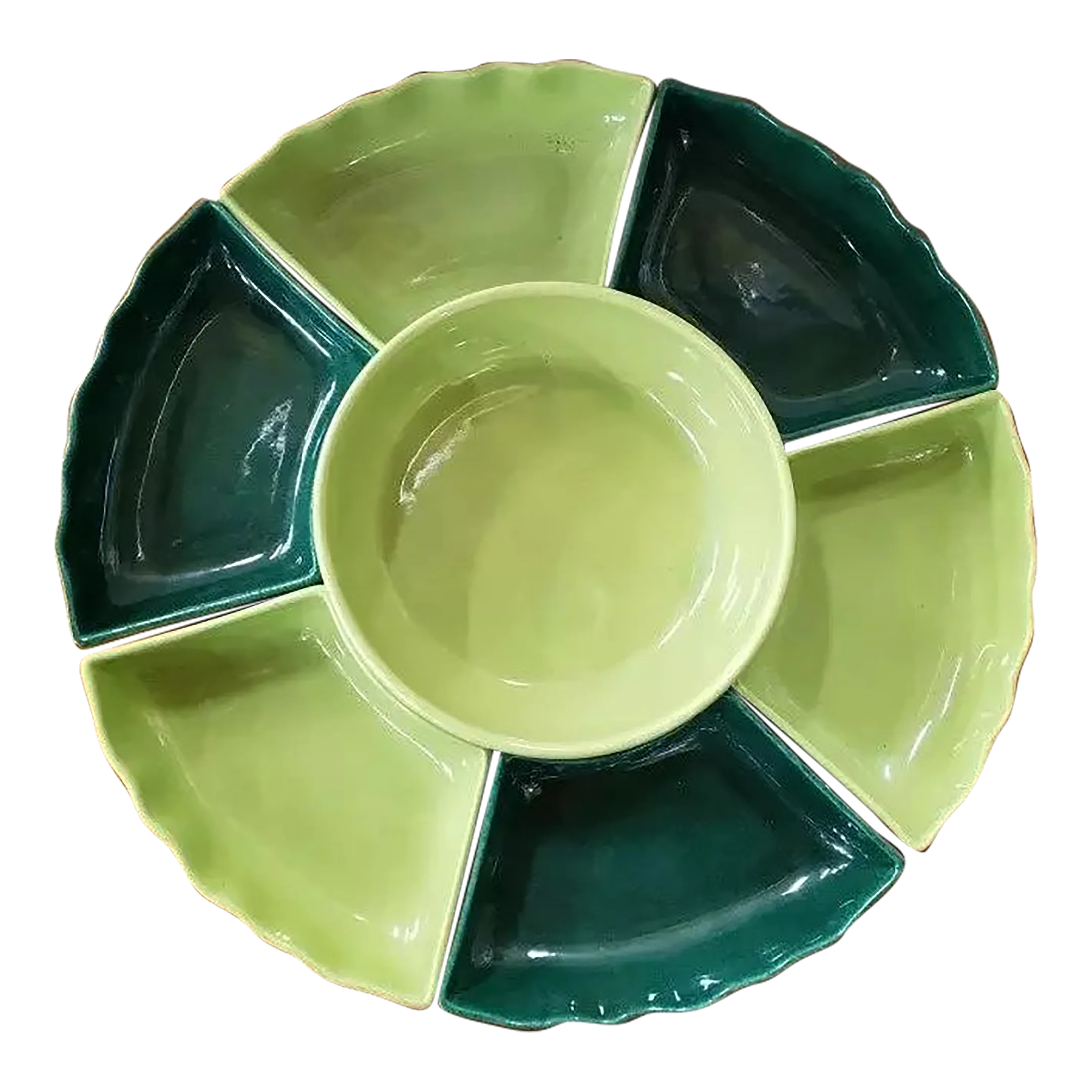 Vintage 7 Piece Lazy Susan Ceramic Serving Dishes Set, Made in Usa ...