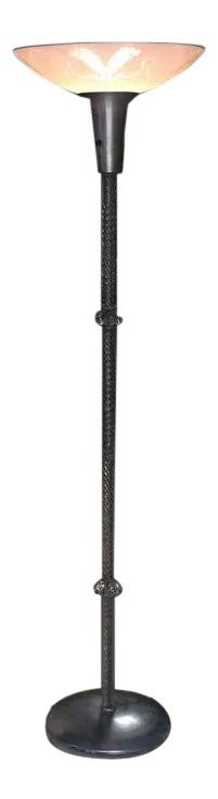Vintage Mid Century Twisted Glass Pole Floor Lamp | Chairish