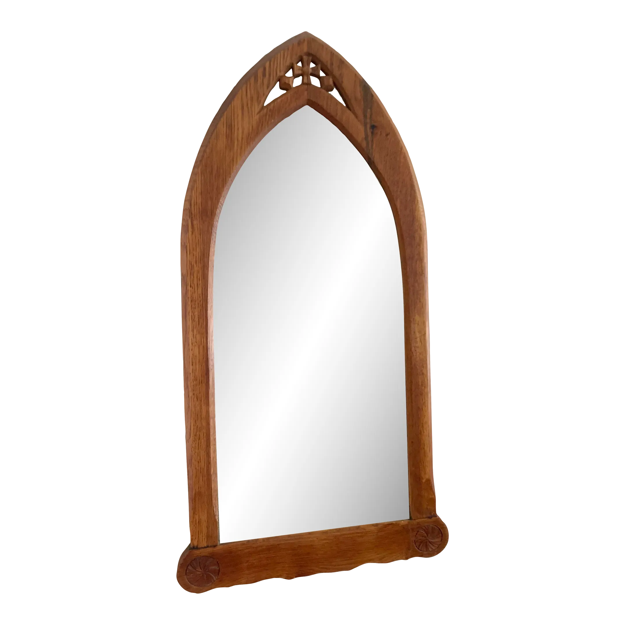 Mid-Century Modern Danish Wooden "Arch" Gothic Mirror | Chairish
