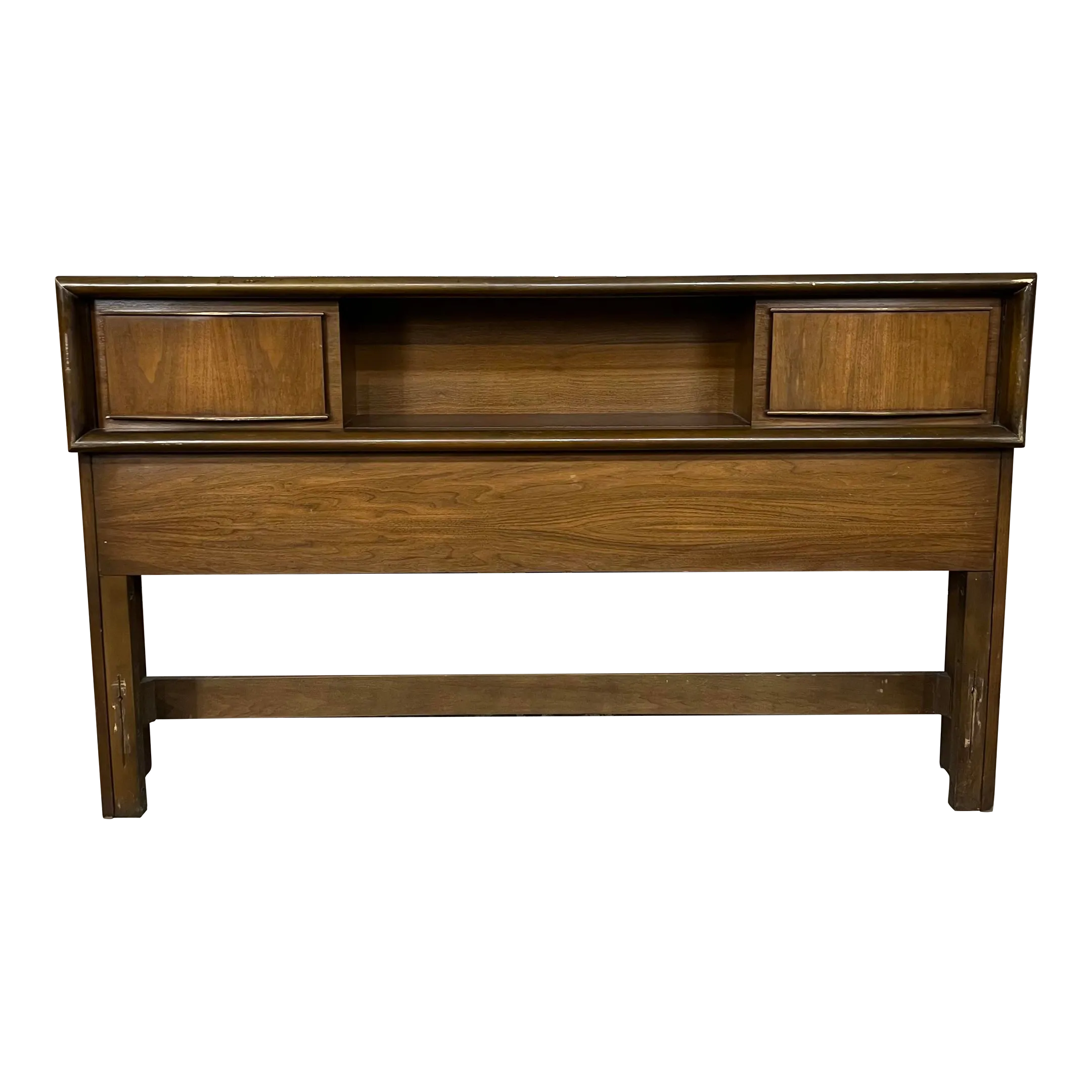 United Furniture Walnut Headboard With Storage | Chairish