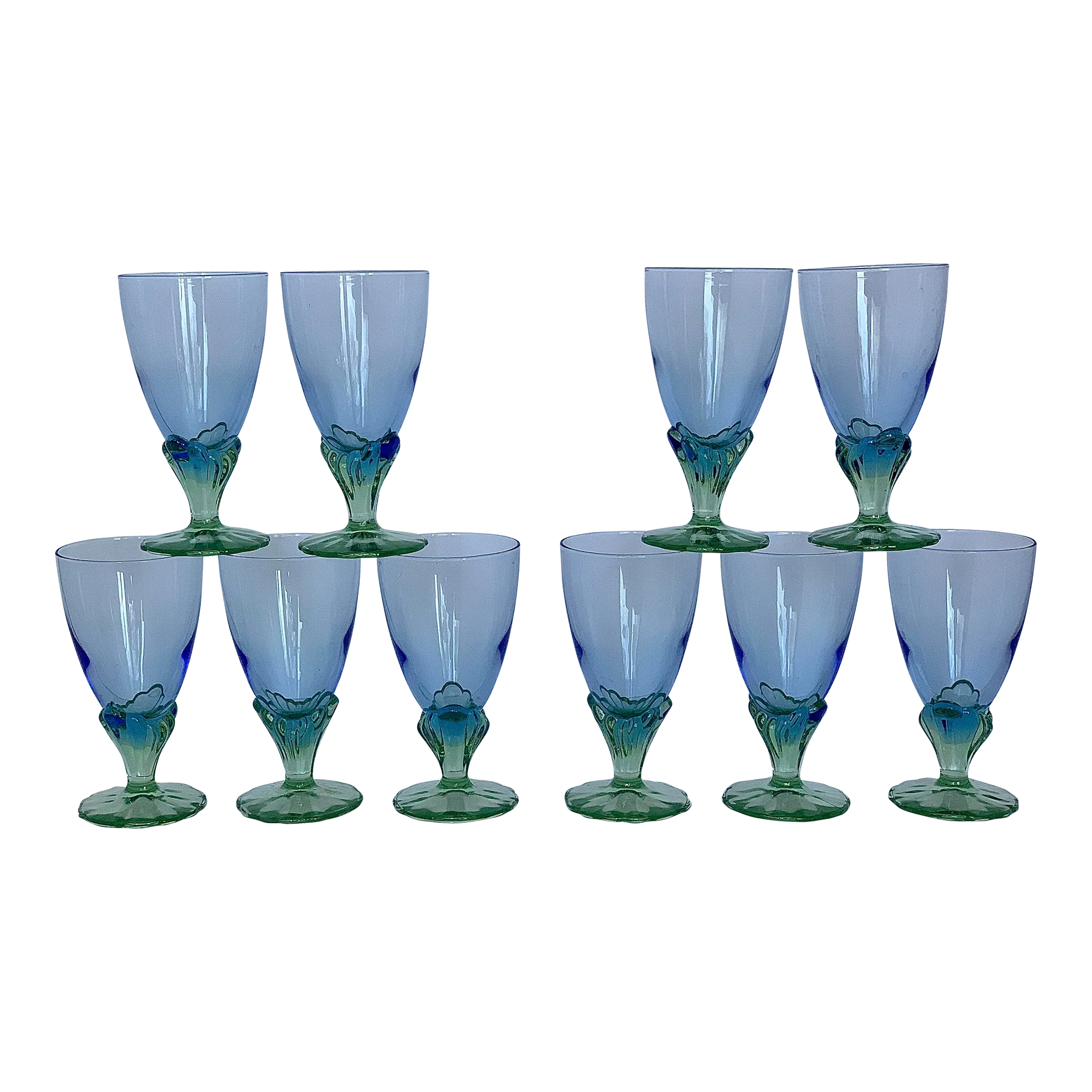 Vintage Bi-Colored Water Goblets, 'Bahia' by Bormioli Rocco- Set of 10 ...