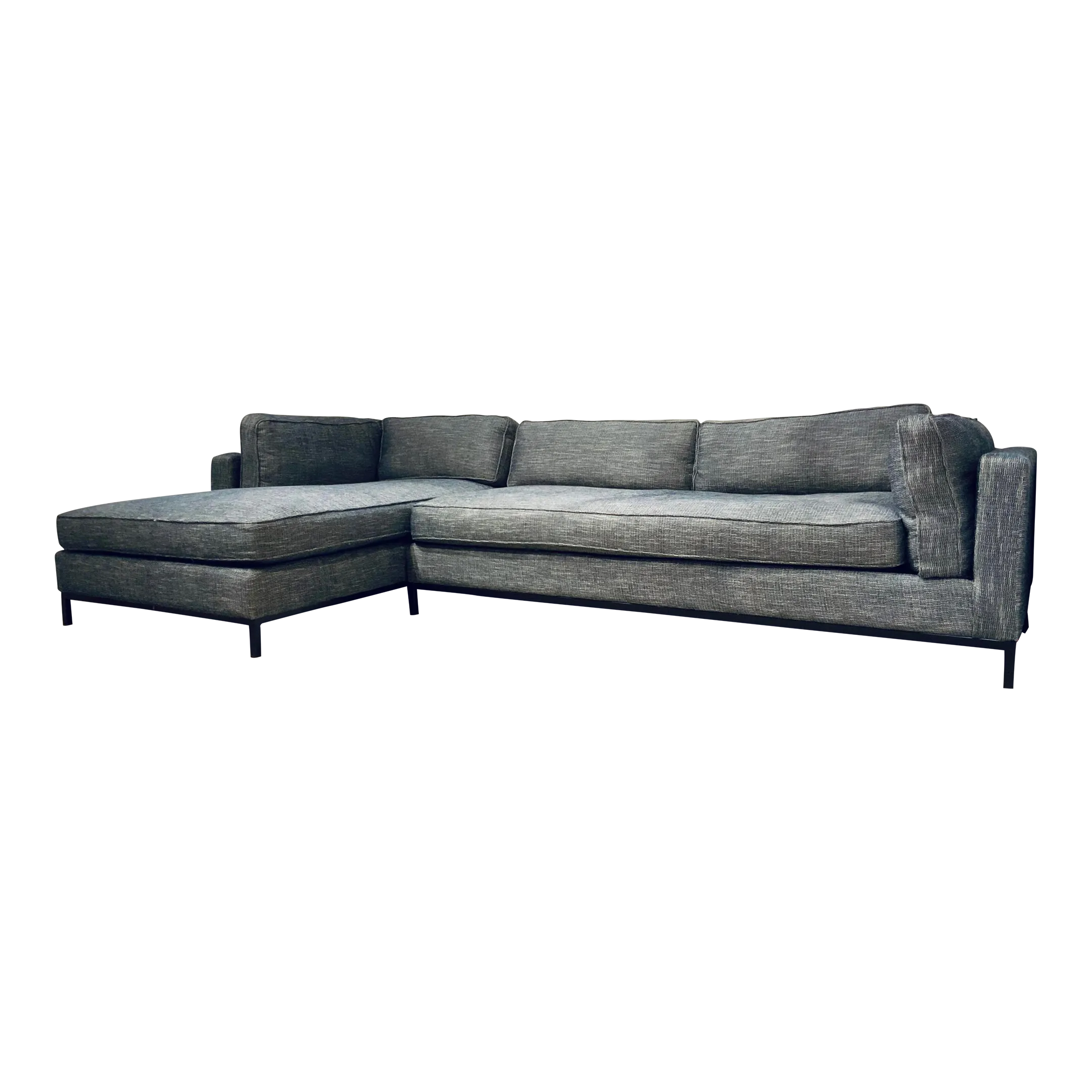 Modern Two Piece Blue-Gray Sectional Sofa | Chairish