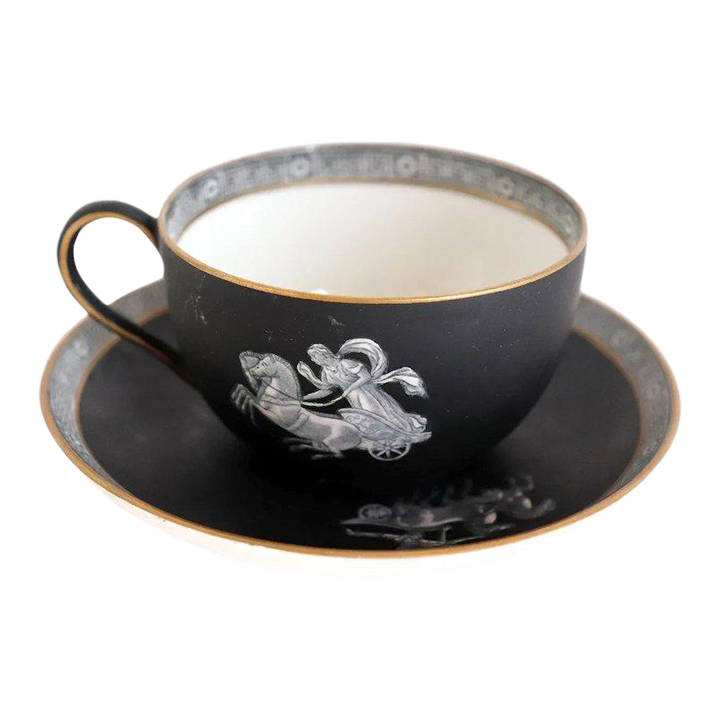 English Prattware Black Earthenware Pottery Old Greek Tea Cup and ...