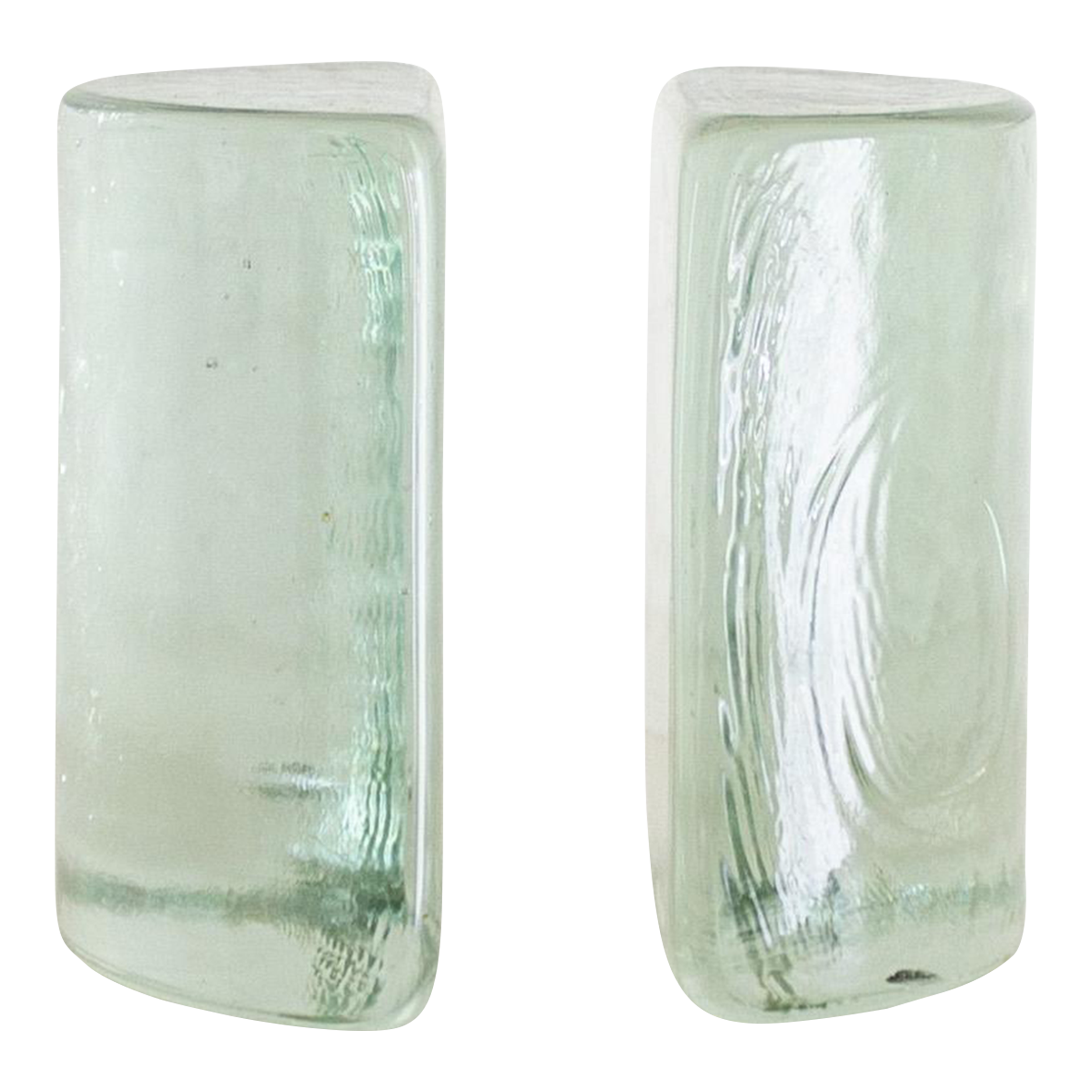 1960s Half Moon Glass Bookends Designed by Wayne Husted for Blenko ...