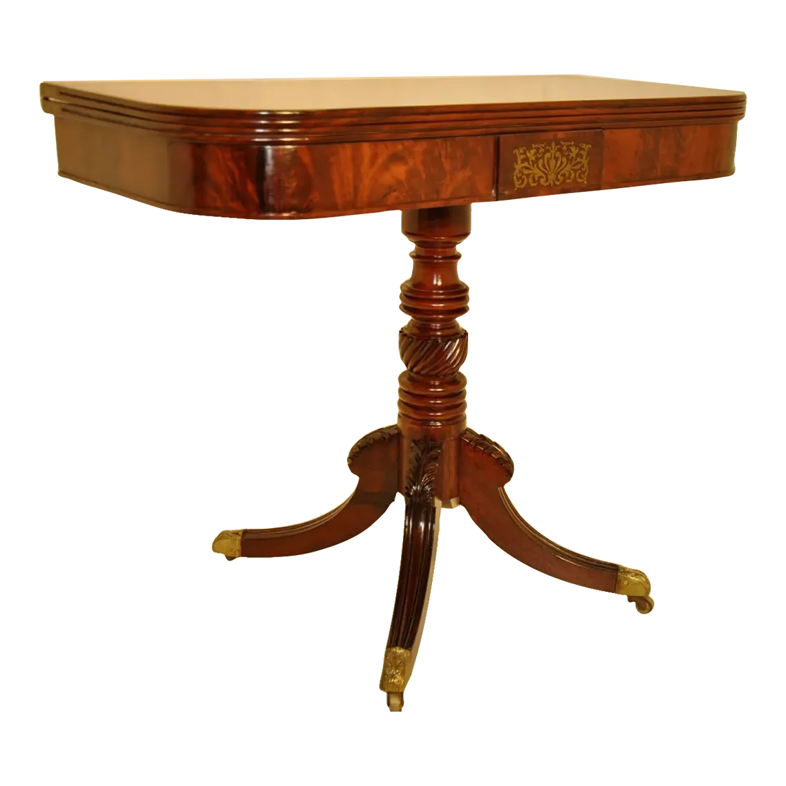 19th Century English Regency Mahogany Game Table on Metal Casters ...