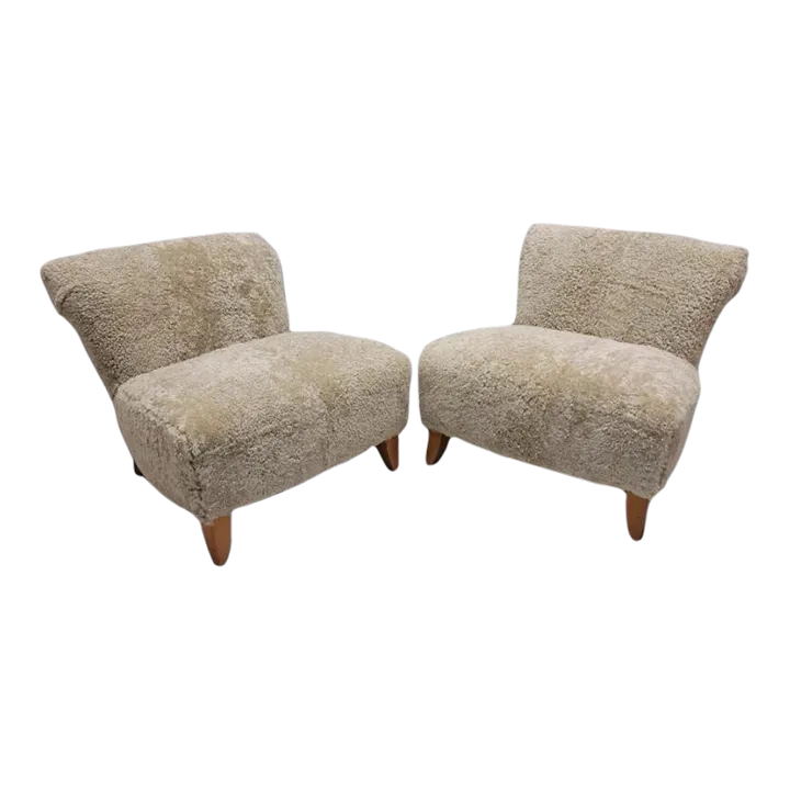 Mid 20th Century Mid Century Modern Swedish Scroll Back Slipper Chairs ...
