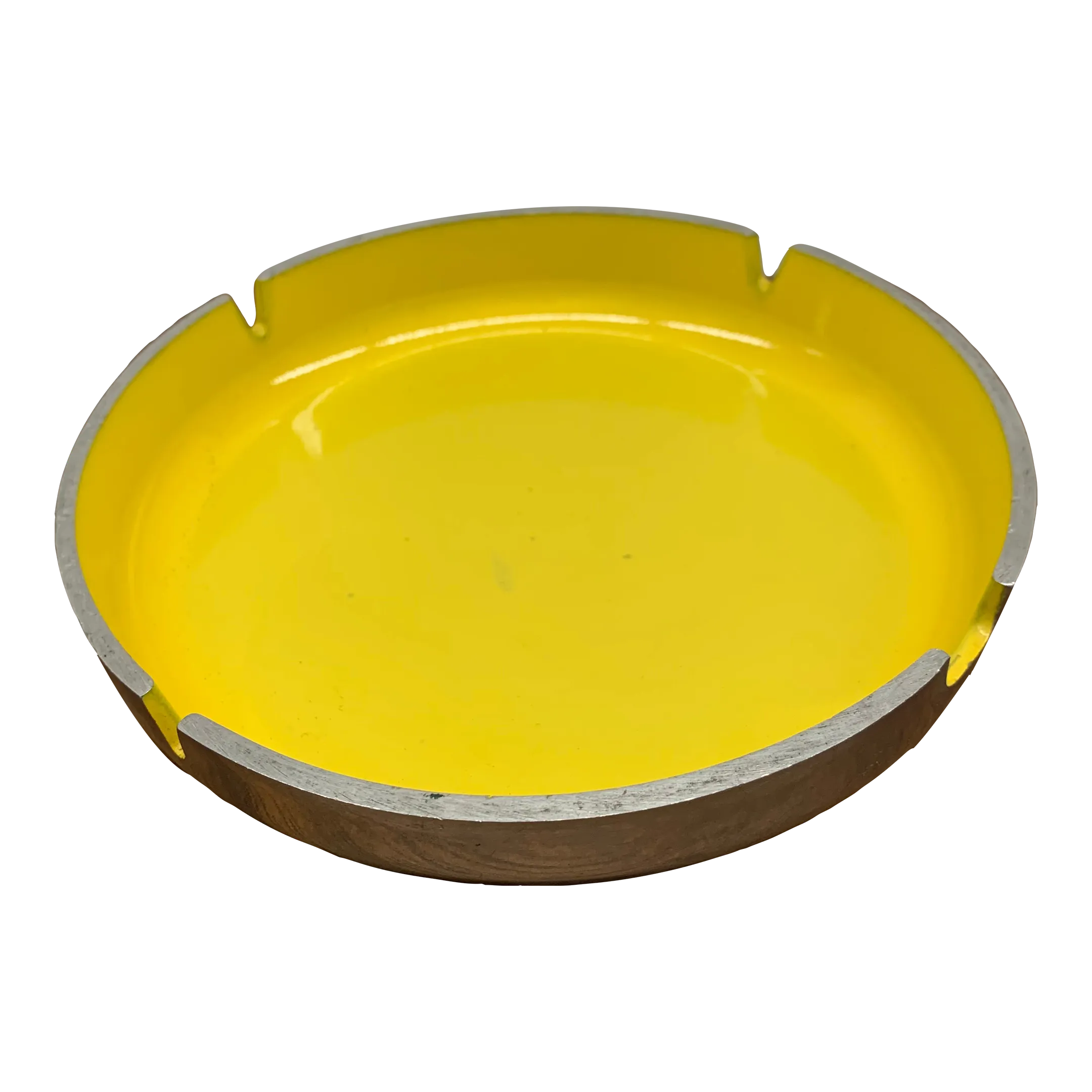 Mid-Century Chrome & Yellow Mod Ashtray | Chairish
