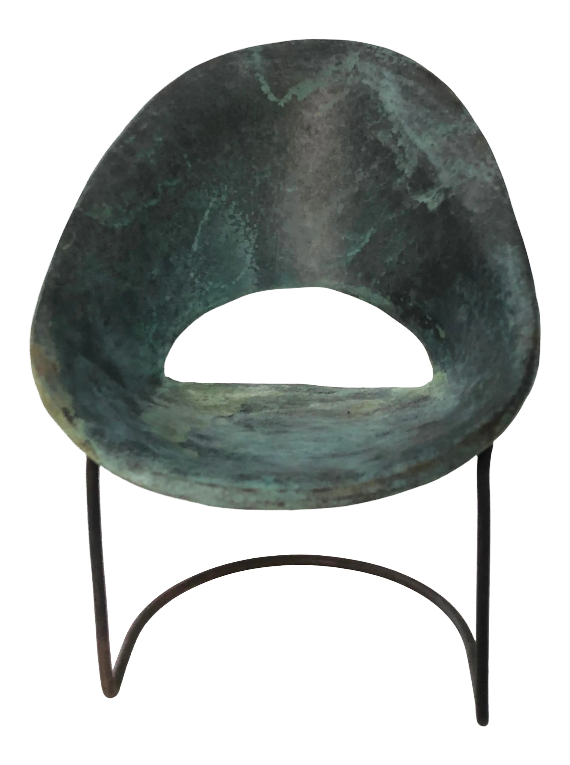 1970s Solid Bronze Chair Sculpture on Wire Base | Chairish