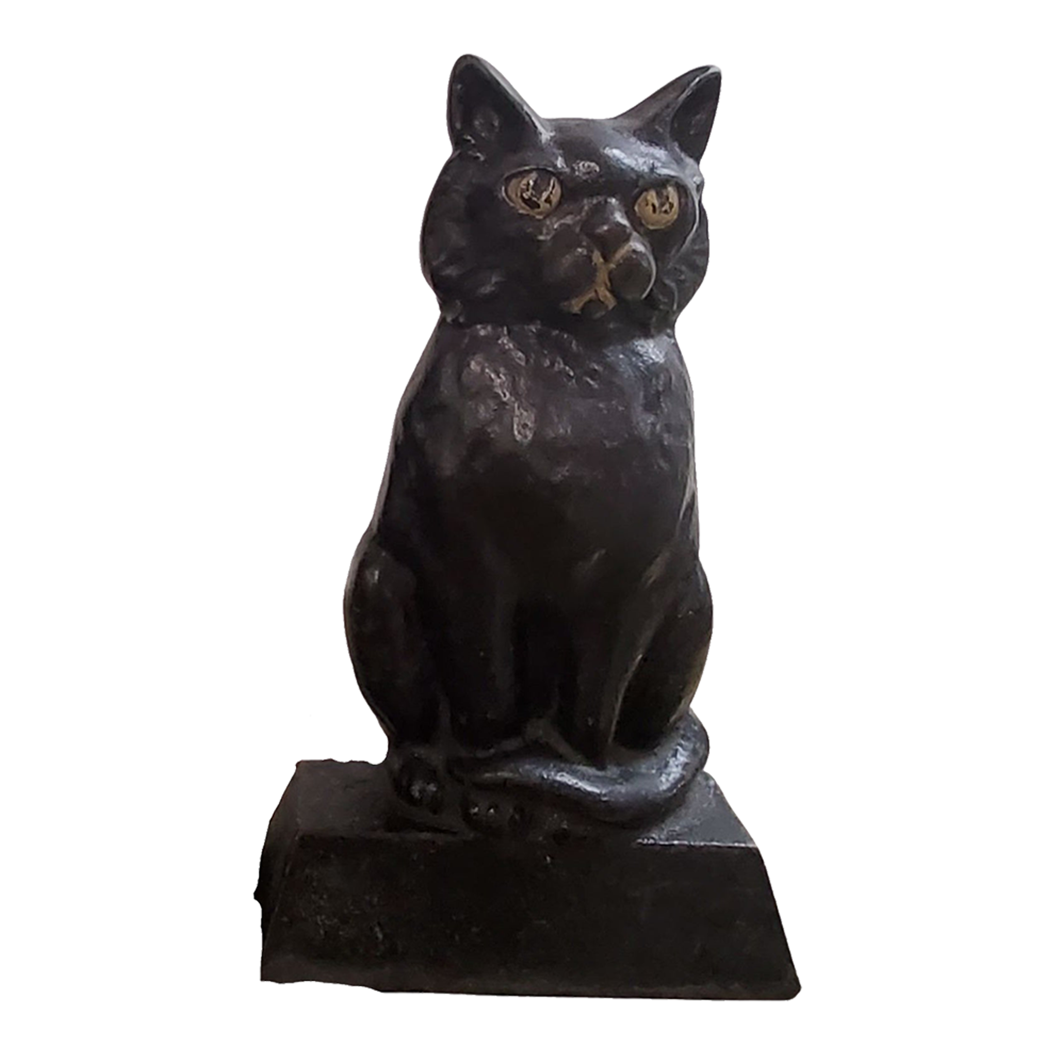 1930s Cast Iron Seated Cat Doorstop | Chairish