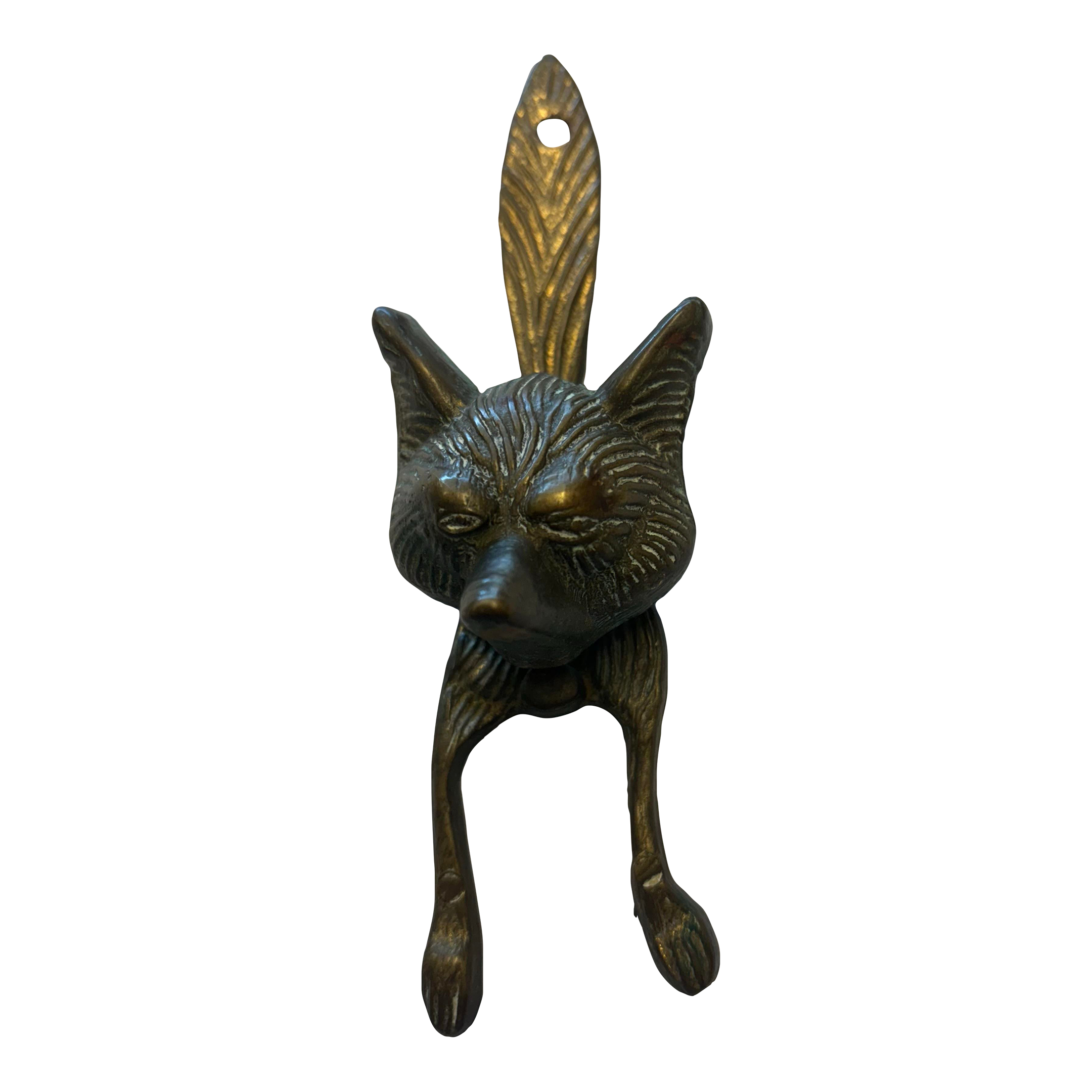 Vintage English Brass Fox Door Knocker | Chairish