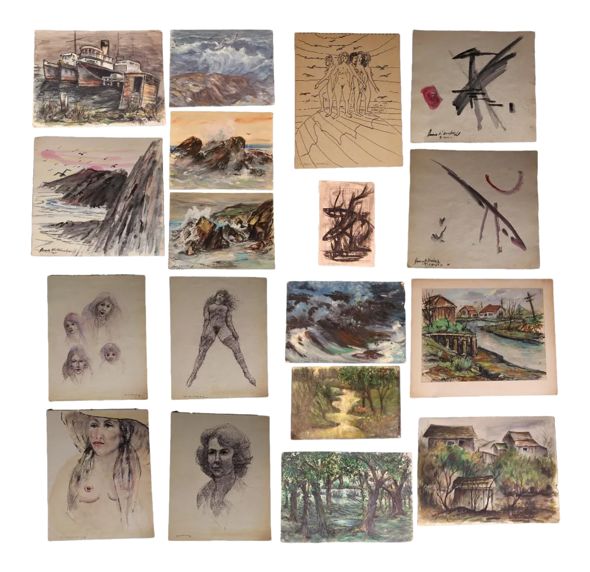 James W. Woodruff Lot of 17 James Woodruff Landscape, Abstract and ...